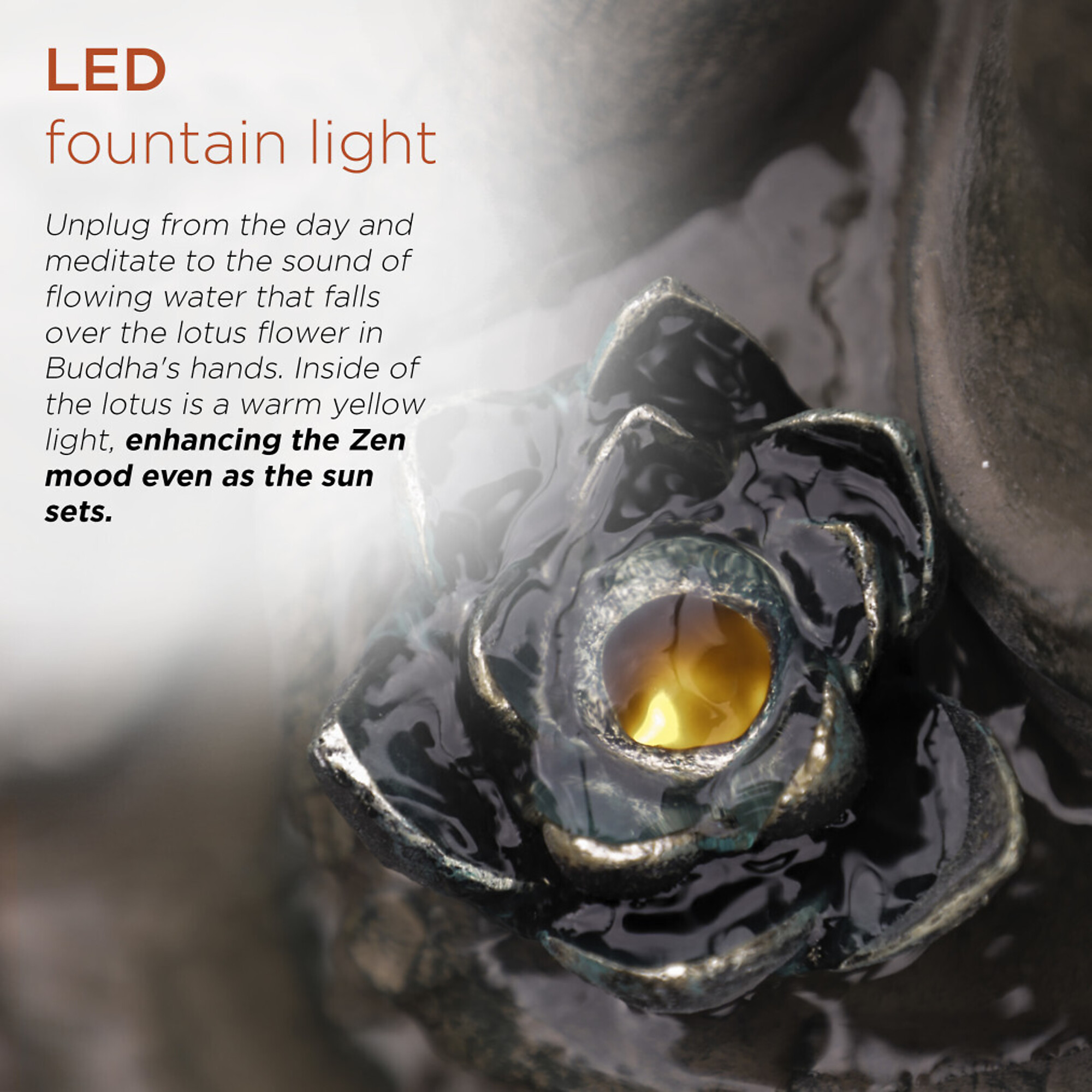 Alpine Corporation, Flower Fountain with LED Lights,Buddha with Lotus ...