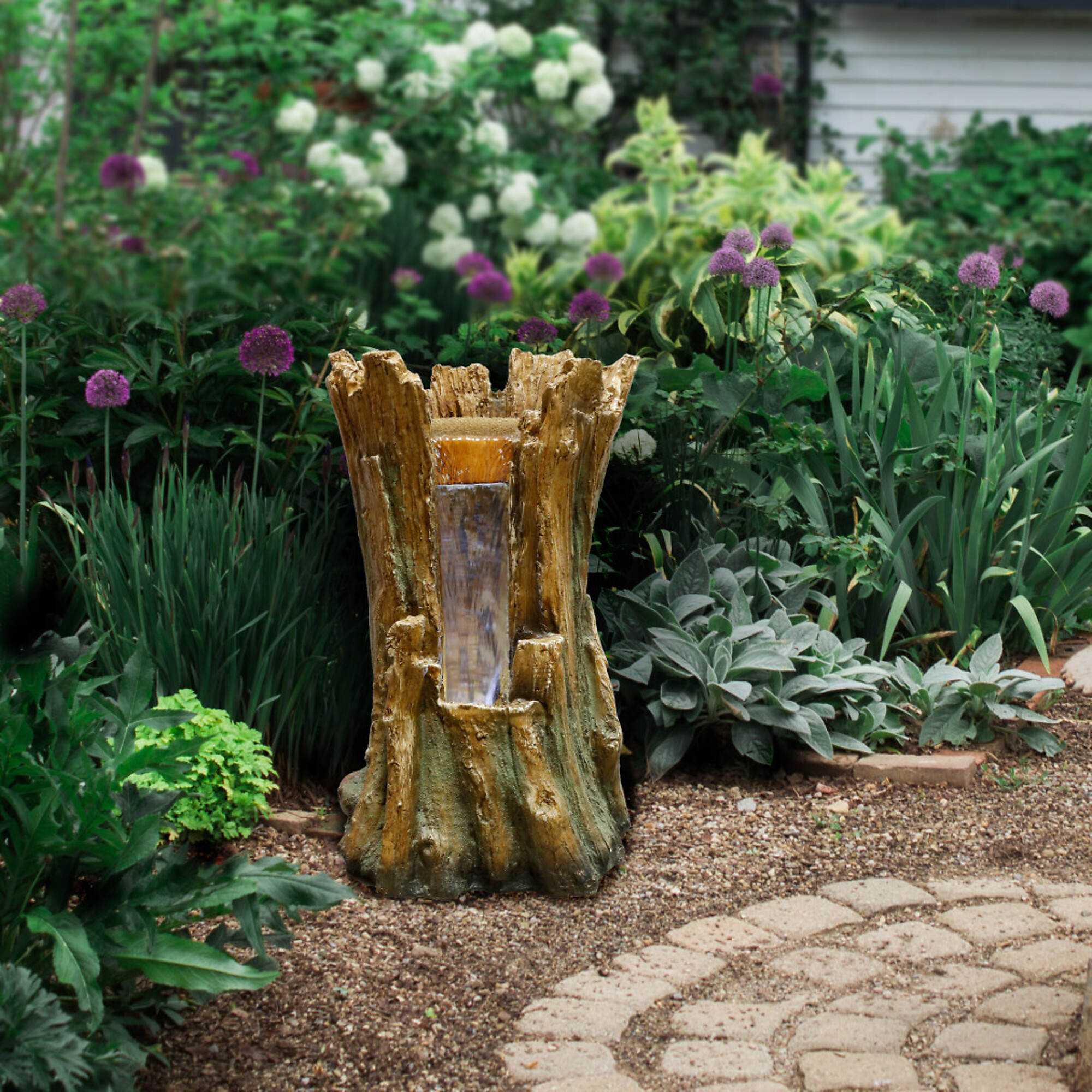 Alpine Corporation, Tree Trunk Fountain with Cool White LED Lights ...