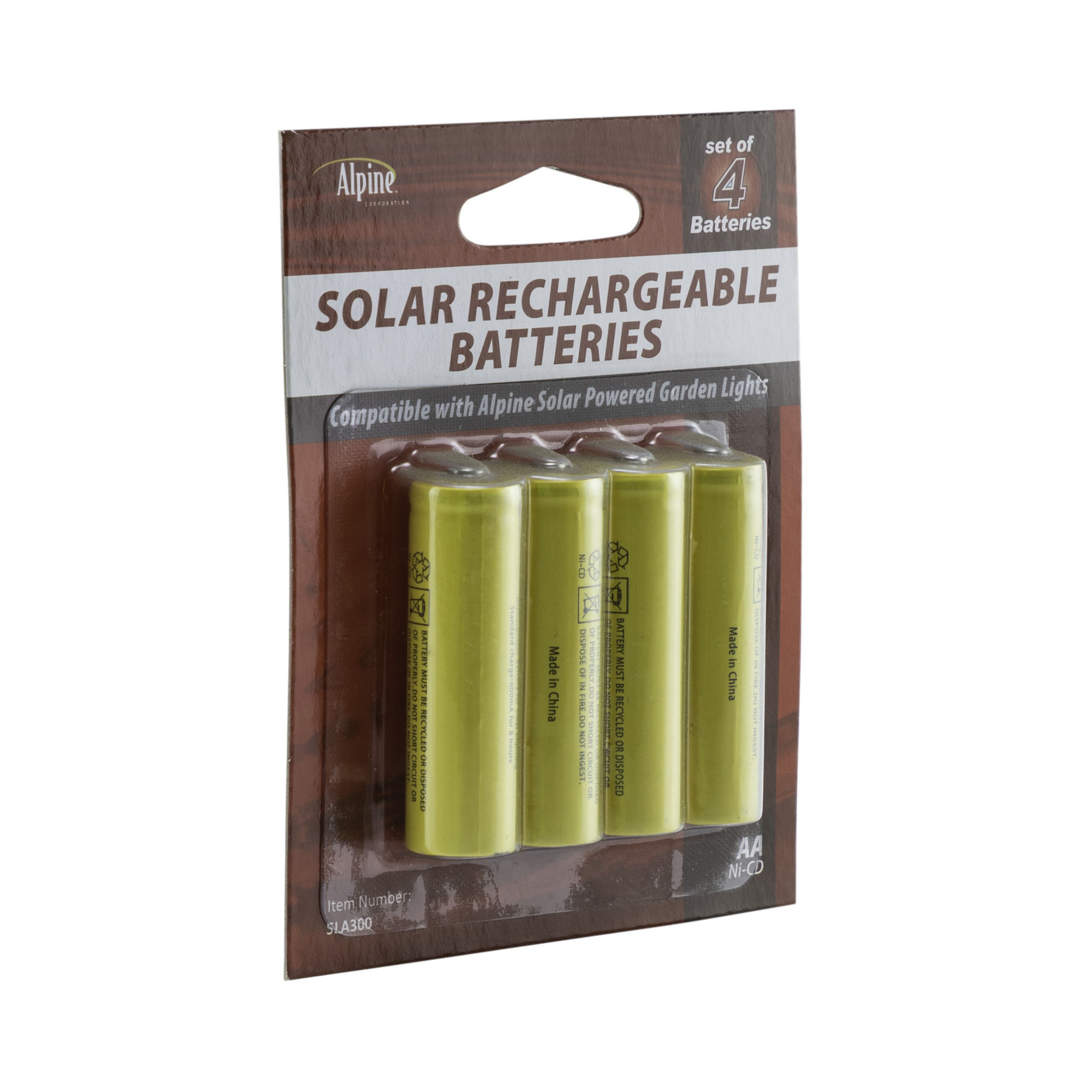 Alpine Corporation, Solar Rechargeable Batteries 4Pack(AA) Replacement ...