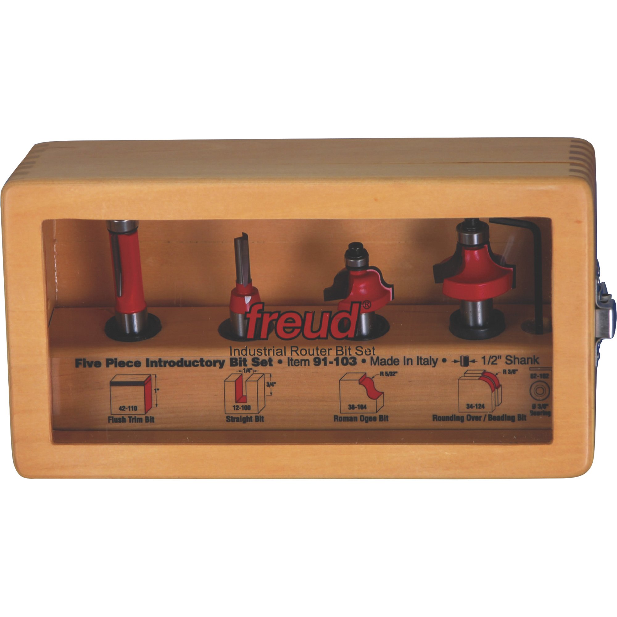 Freud Introductory Router Bit Set — 5-Pc., 1/2in. Shank, Model# 91-103 | Northern Tool