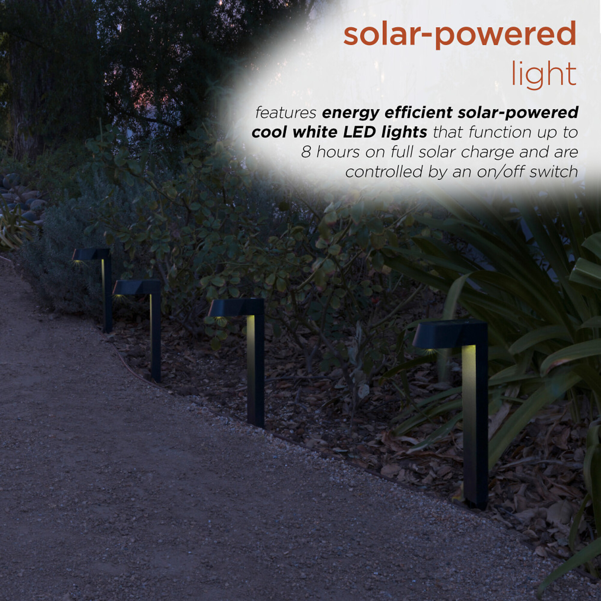 Alpine Corporation, Solar Black Modern Pathway LED Light - Set of 4 ...