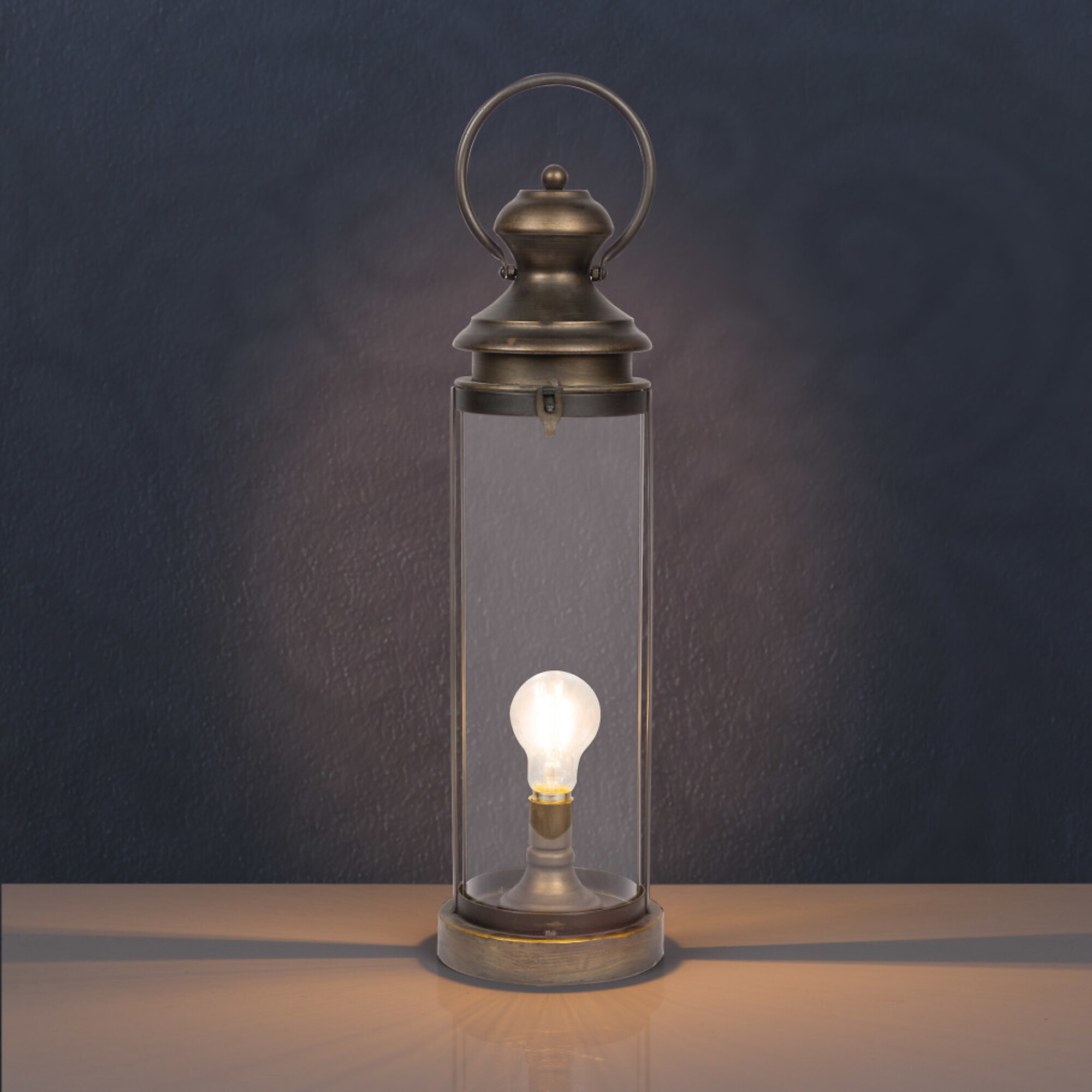 Alpine Corporation, Gold Metal and Glass Lantern w/ W.White LED- Large ...