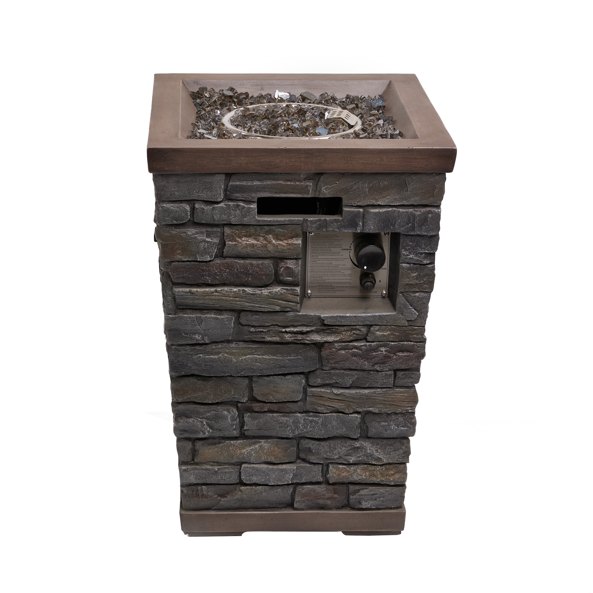 Alpine Corporation, BTU FirePit,Stone Look Column,32K,Adjustable Flame ...