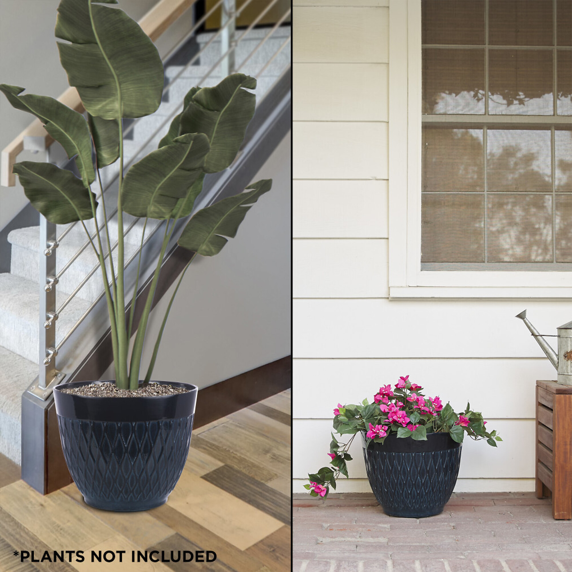 Alpine Corporation, Diamond Design Planter w/Drainage,Blue Stone-look ...