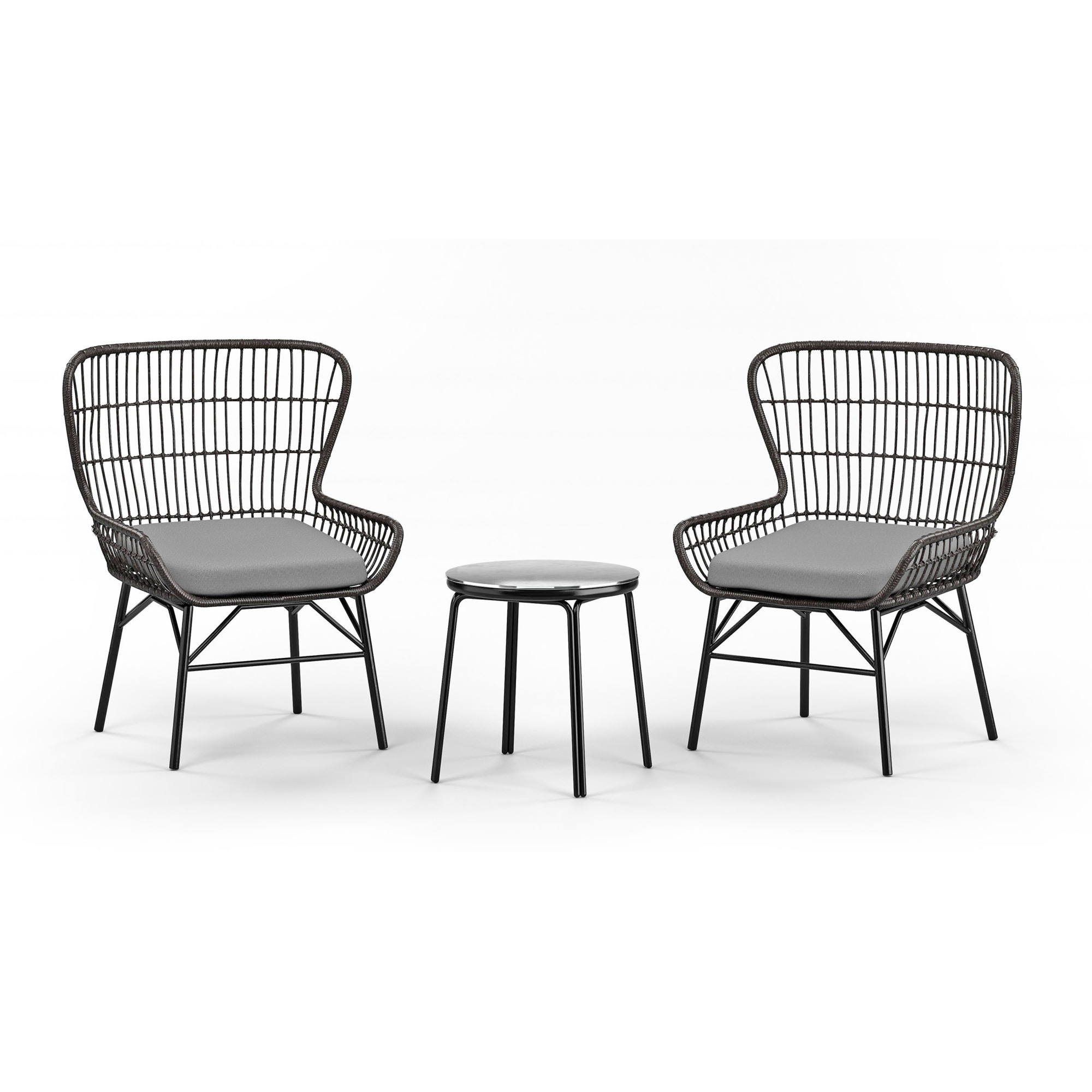 Alpine Corporation, Resin Wicker Conversation 3 Pc. Set with Cushions ...