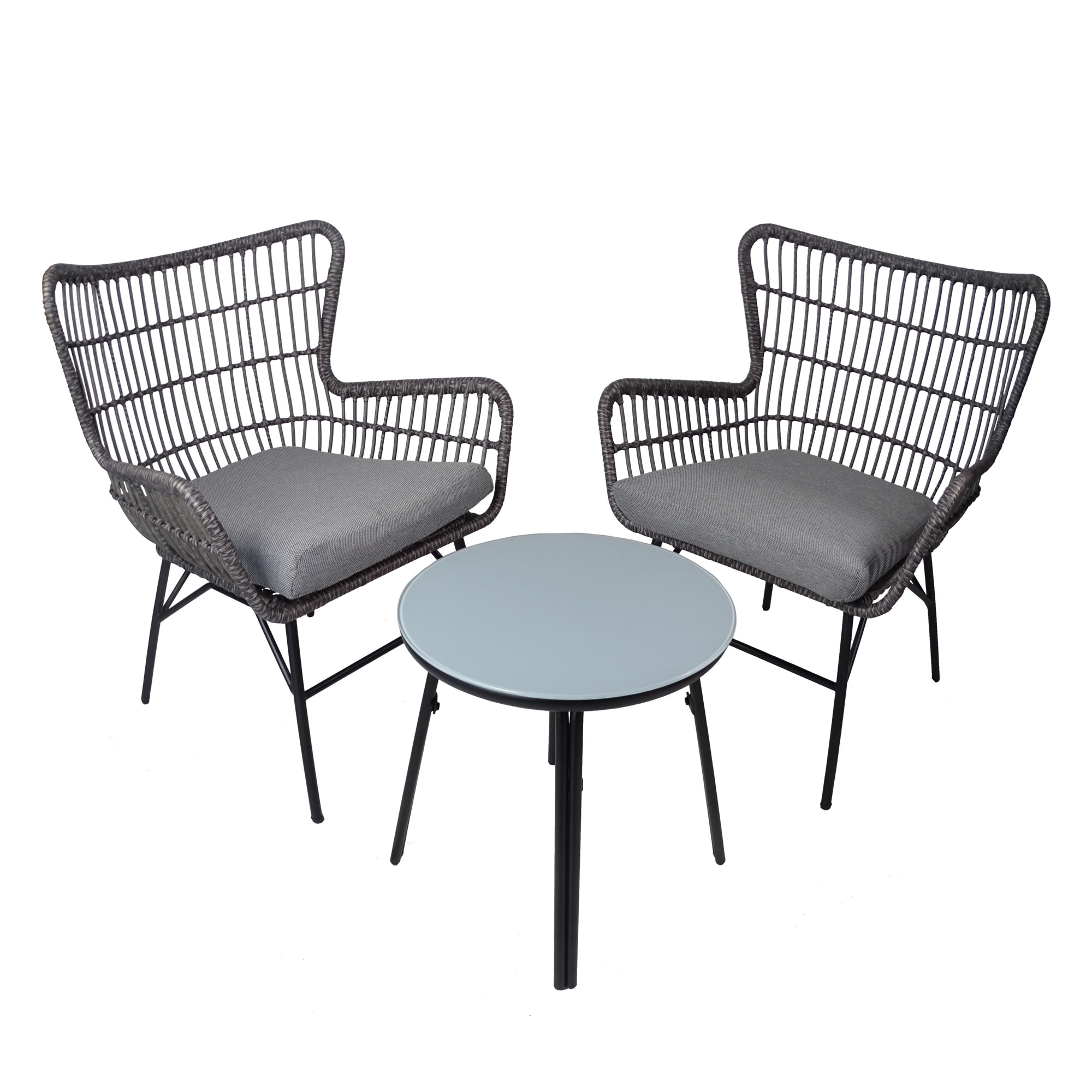 Alpine Corporation, Resin Wicker Conversation 3 Pc. Set with Cushions ...
