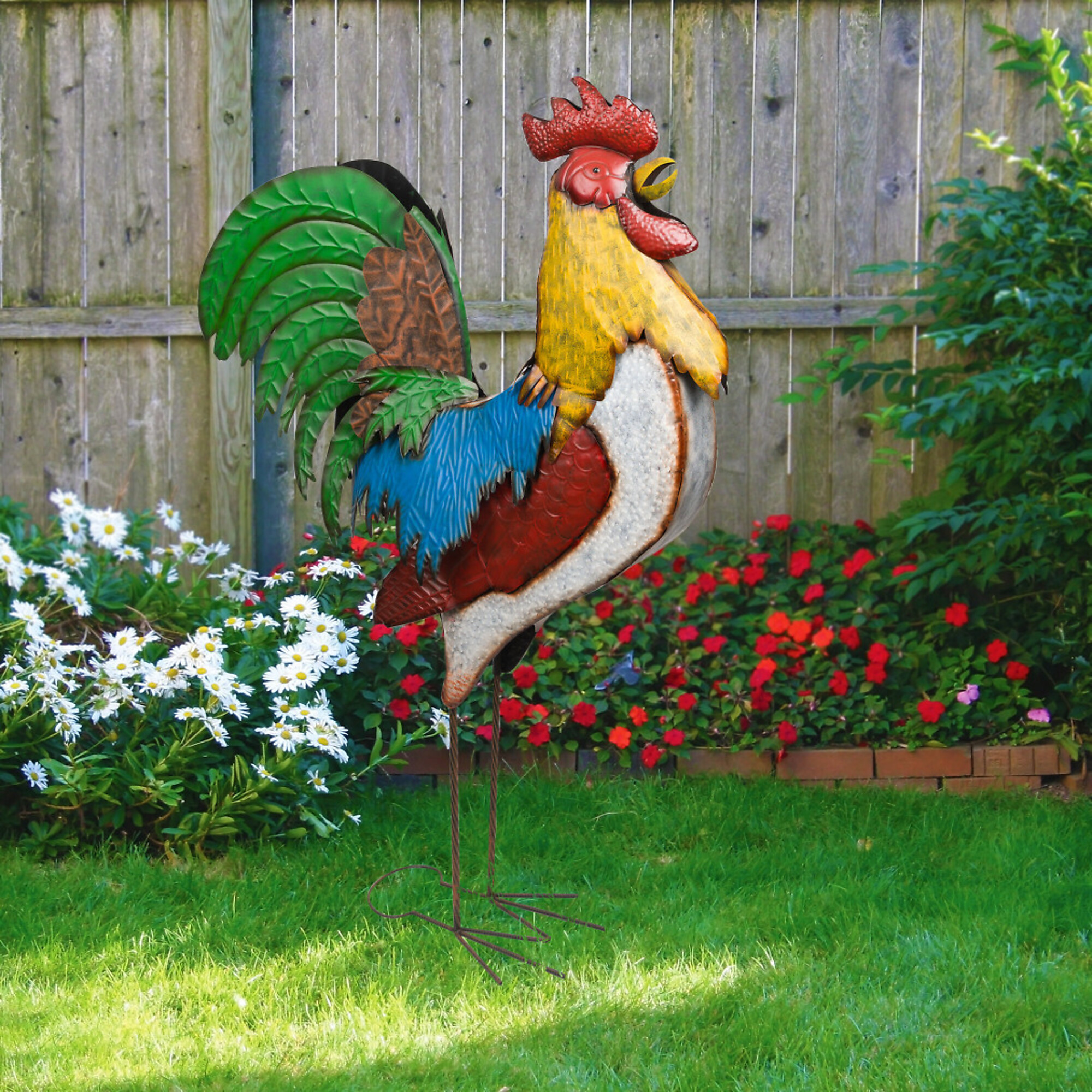 Alpine Corporation, Multi-Color Metal Jumbo Rooster Decor, Model ...