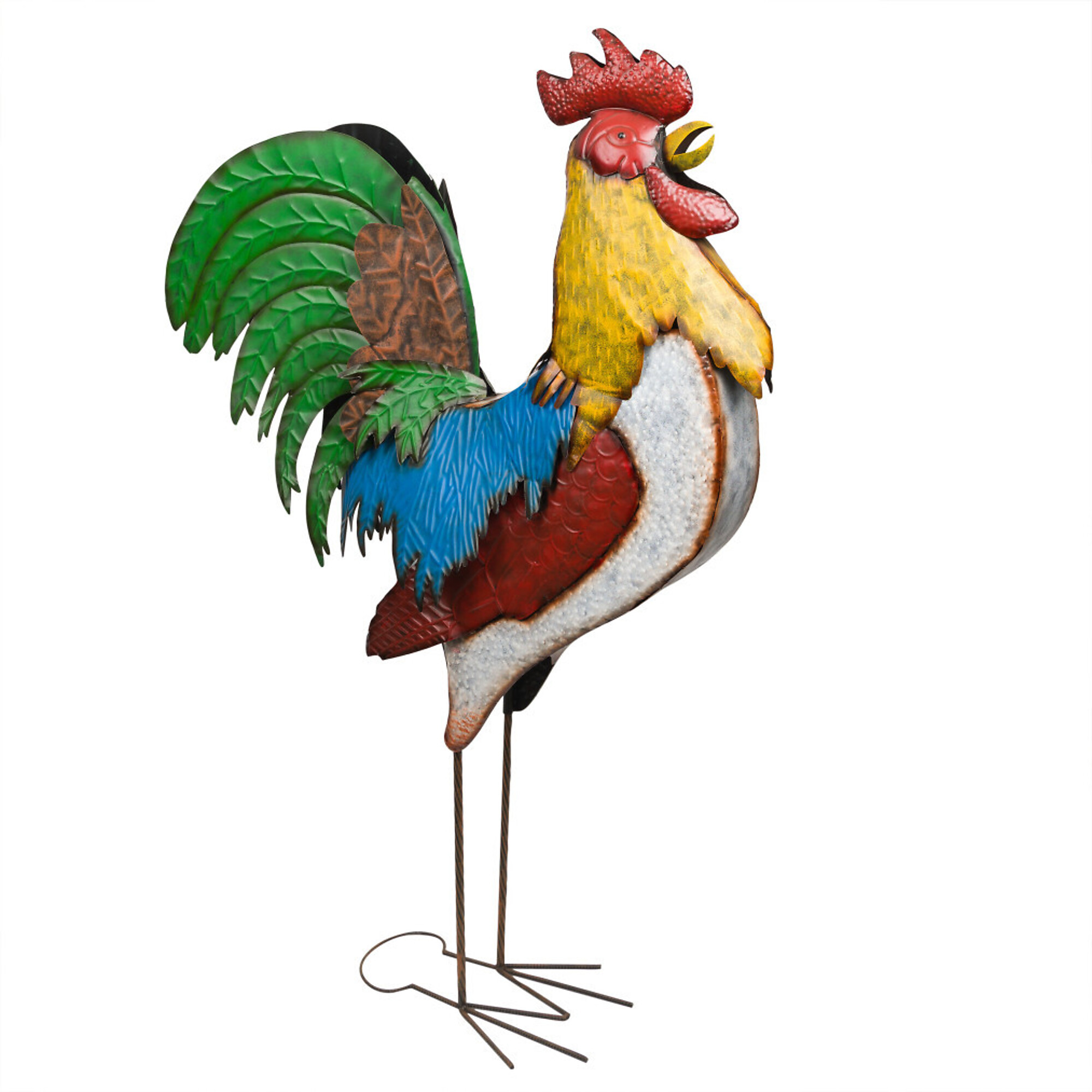 Alpine Corporation, Multi-Color Metal Jumbo Rooster Decor, Model ...