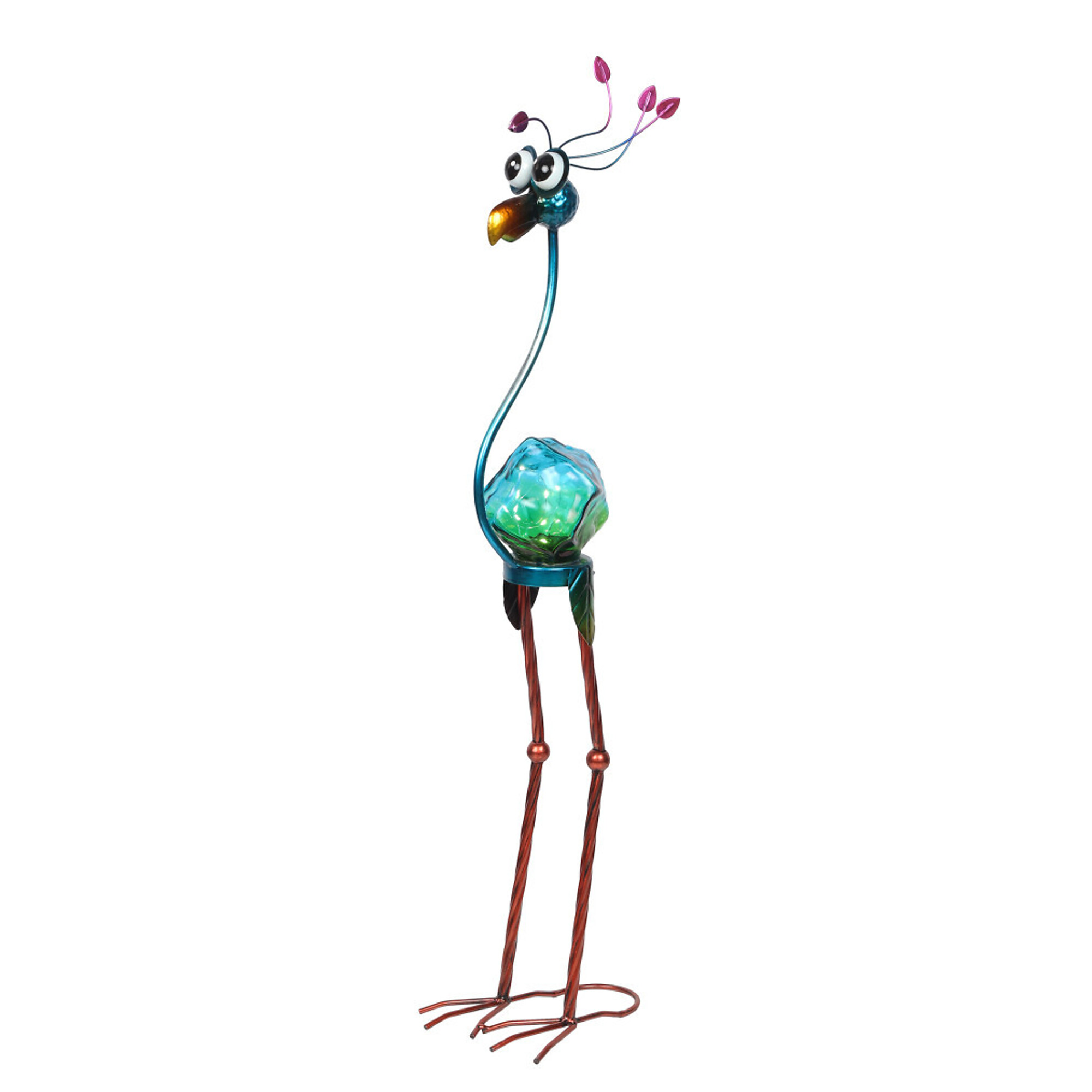 Alpine Corporation, Metal Blue Peacock and Glass Body with LED,Solar ...