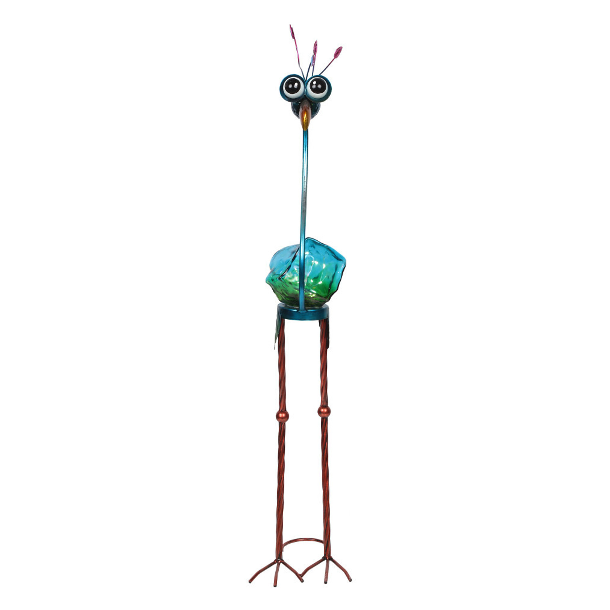 Alpine Corporation, Metal Blue Peacock and Glass Body with LED,Solar ...