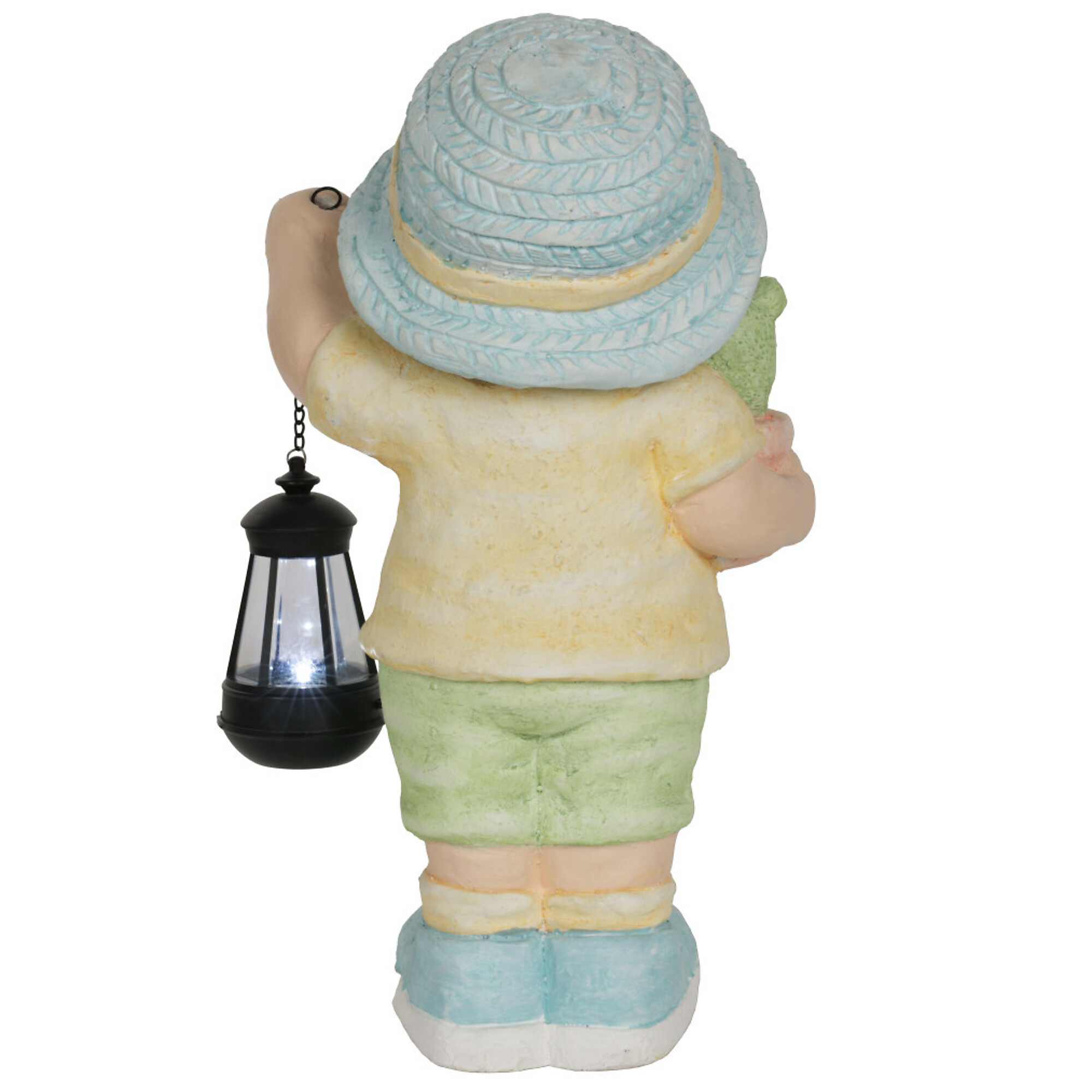 Alpine Corporation, Solar Boy Statue Holding Lantern With LED Light ...