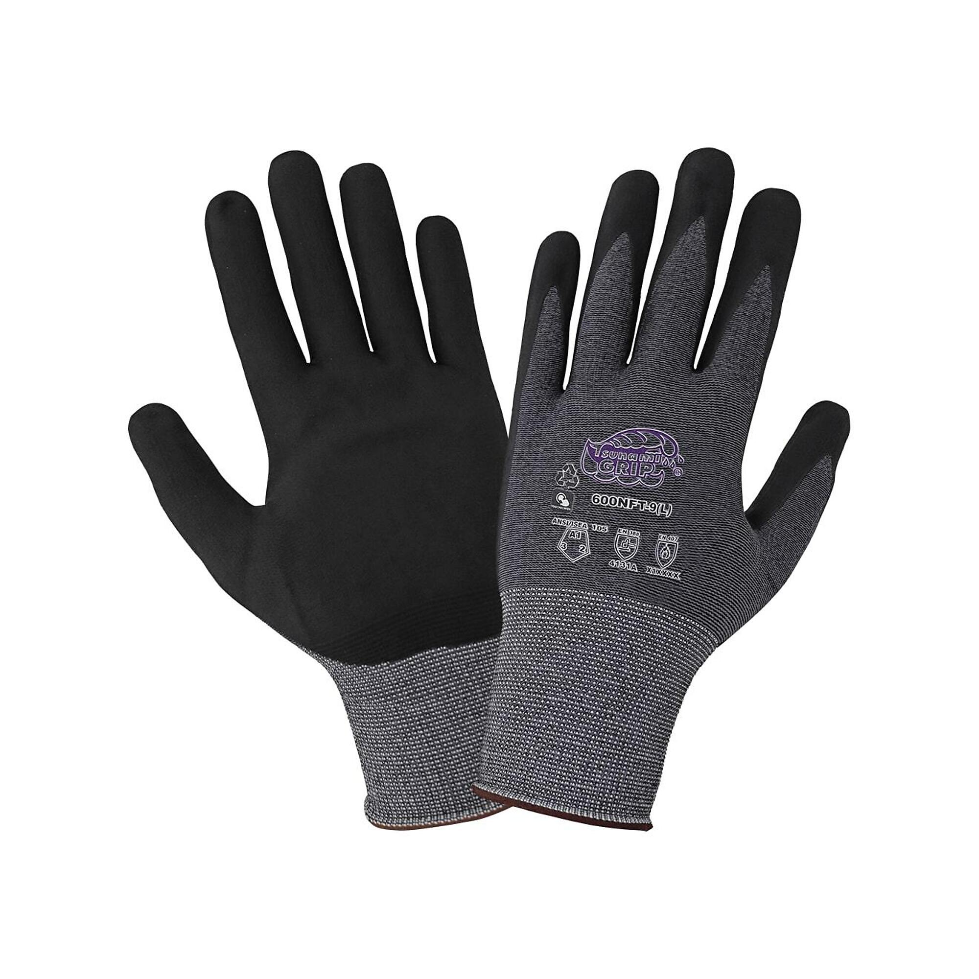 Global Glove Tsunami Grip®, 15ga rPET, Nitrile Coat, A1 Cut Resistant ...