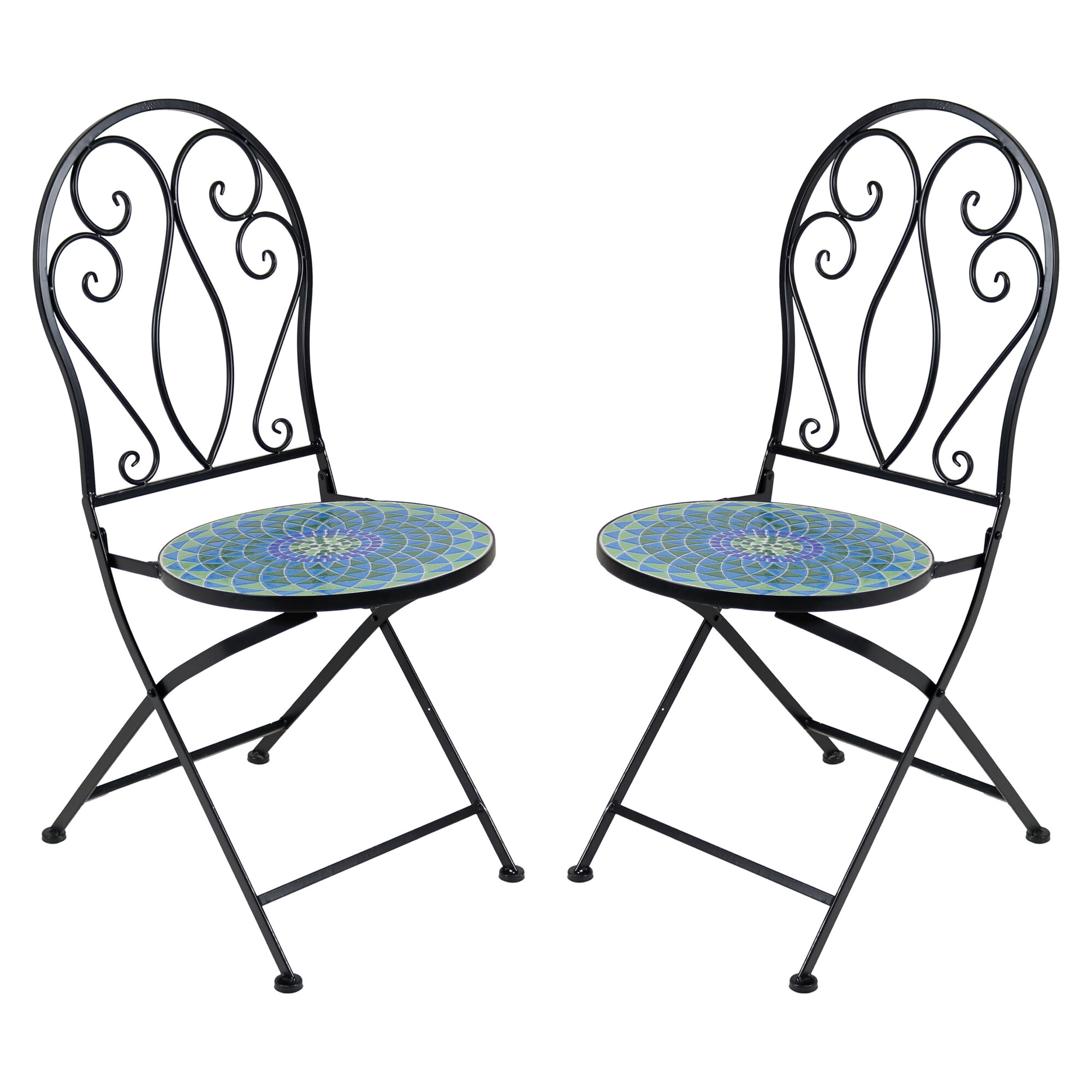 Sunnydaze Decor, 2 Mosaic Tile Chairs with Iron Frames, Model# HB-219 ...