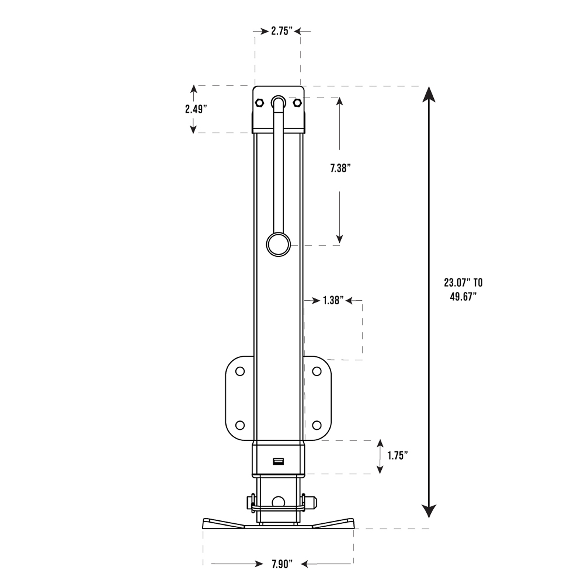 Trailer Valet, Square Drop Leg 7K Jack Side Wind Weld on /Bolt on ...