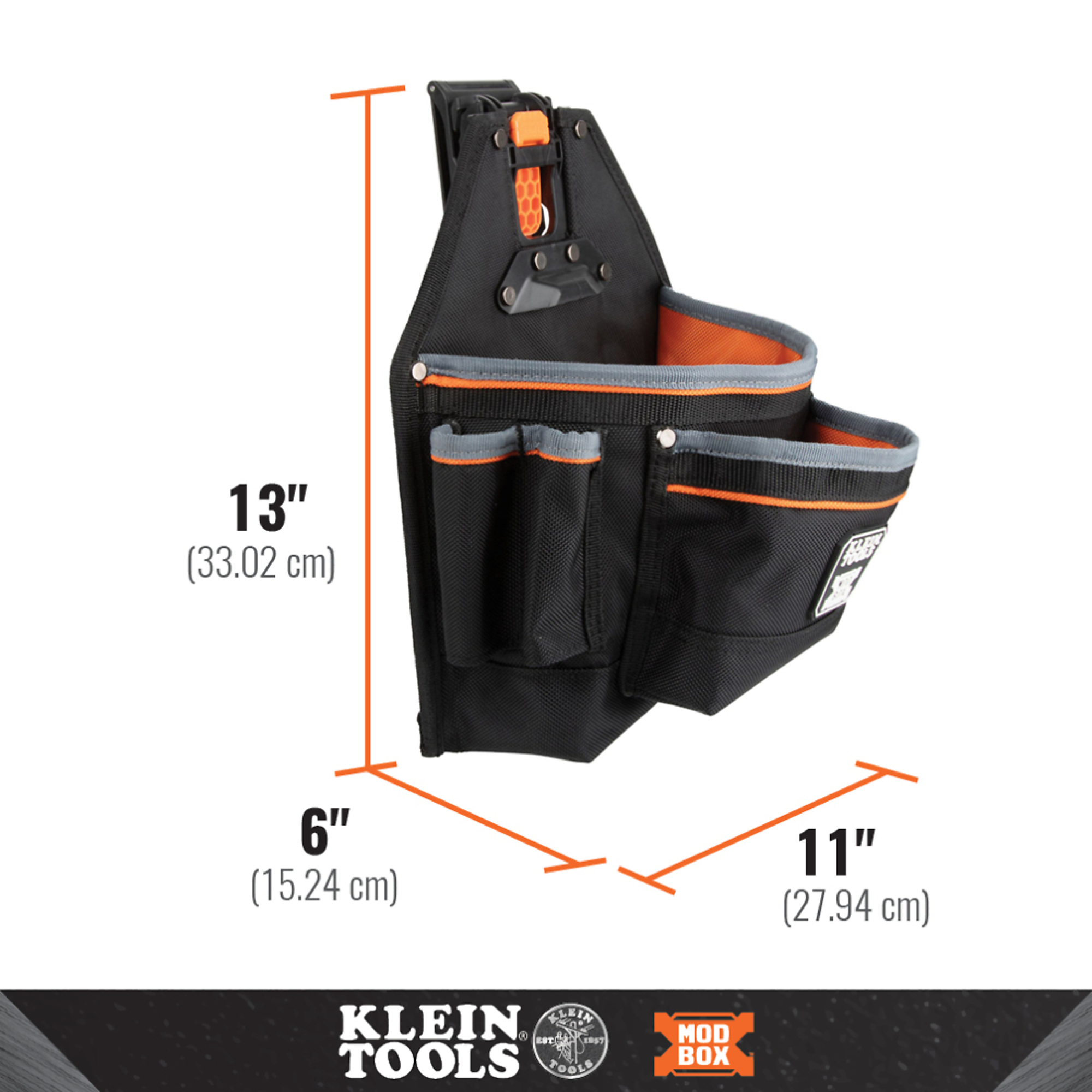 Klein Tools, MODbox 9 Pocket Tool and Parts Pouch, Color Black, Pockets ...