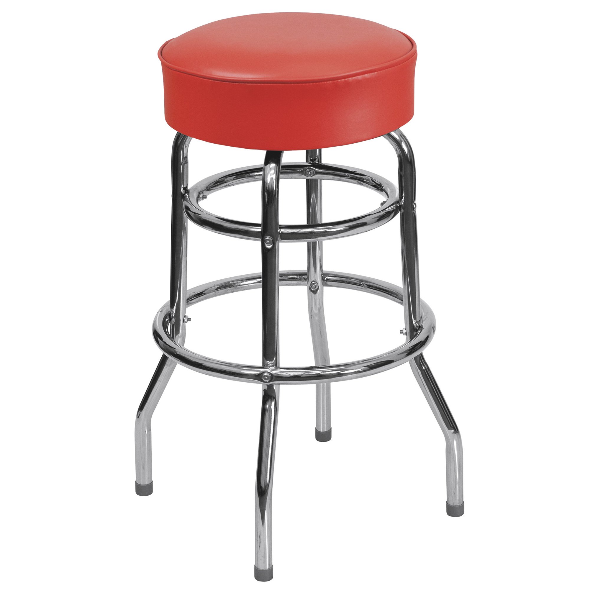 Flash Furniture Double Ring Chrome Bar Stool with Swivel Seat ...