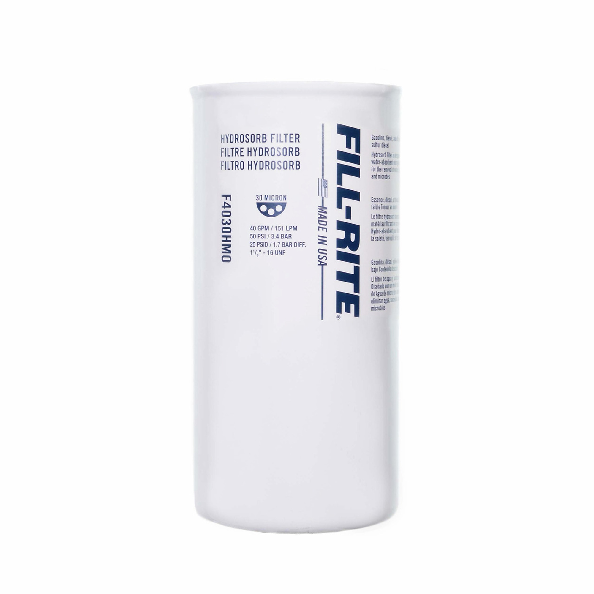 Fill-Rite, 30 Micron Water Detecting Filter, Diameter 5.1 in, Height 10 ...