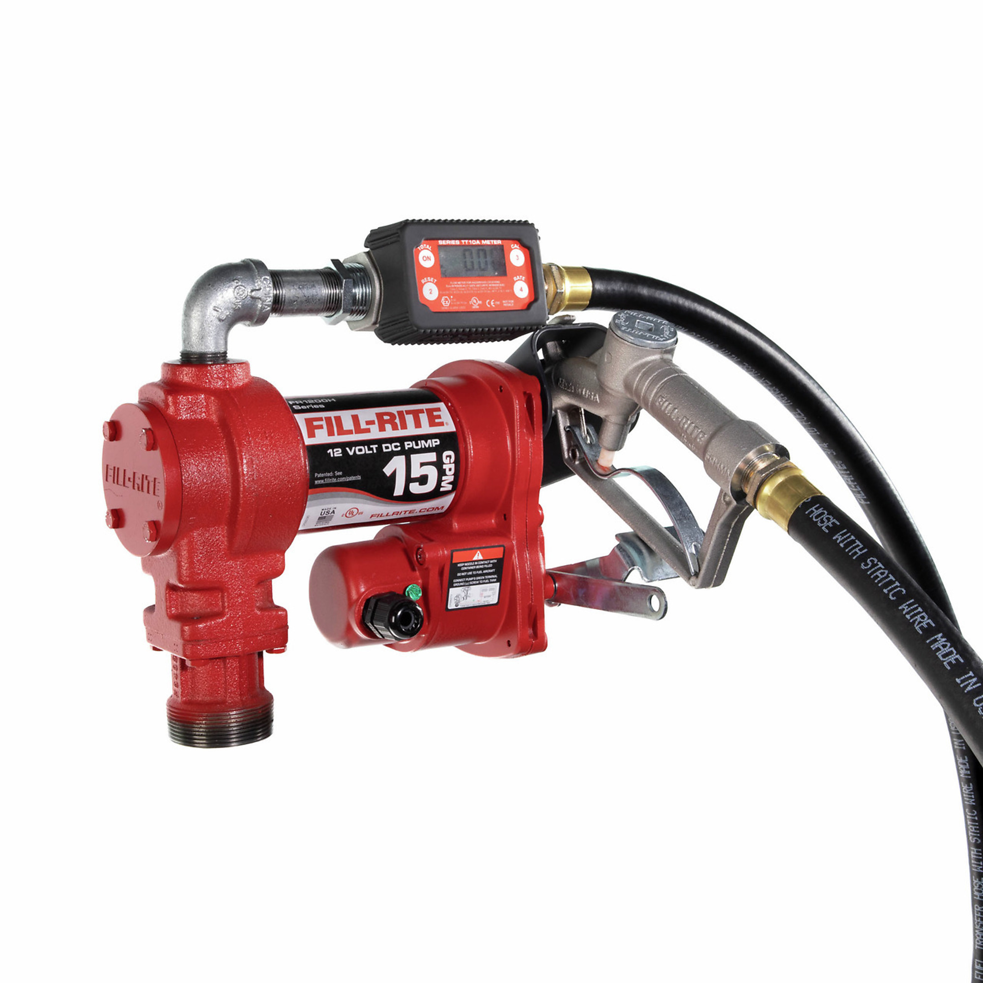 Fill-Rite, 12V DC 15GPM Fuel Transfer Pump w/Meter Nozzle, GPM 15 Volts ...