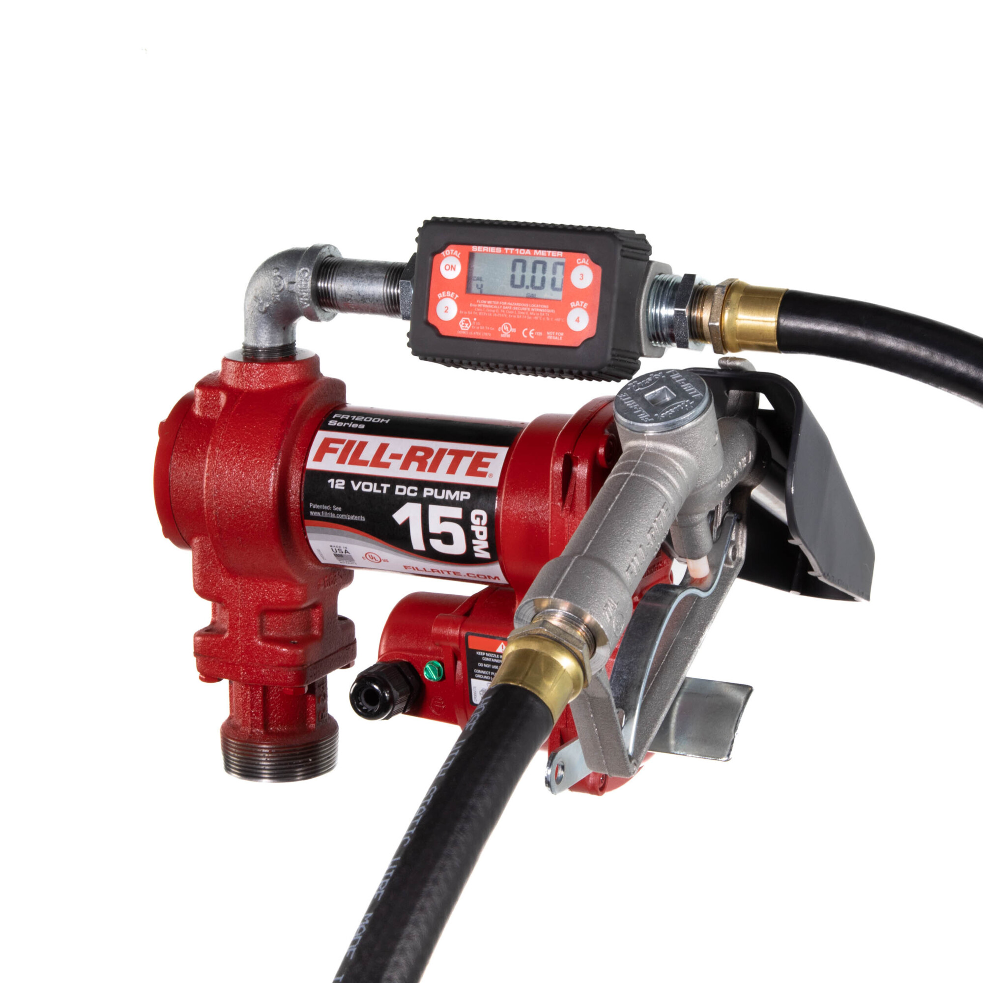 Fill-Rite, 12V DC 15GPM Fuel Transfer Pump w/Meter Nozzle, GPM 15 Volts ...