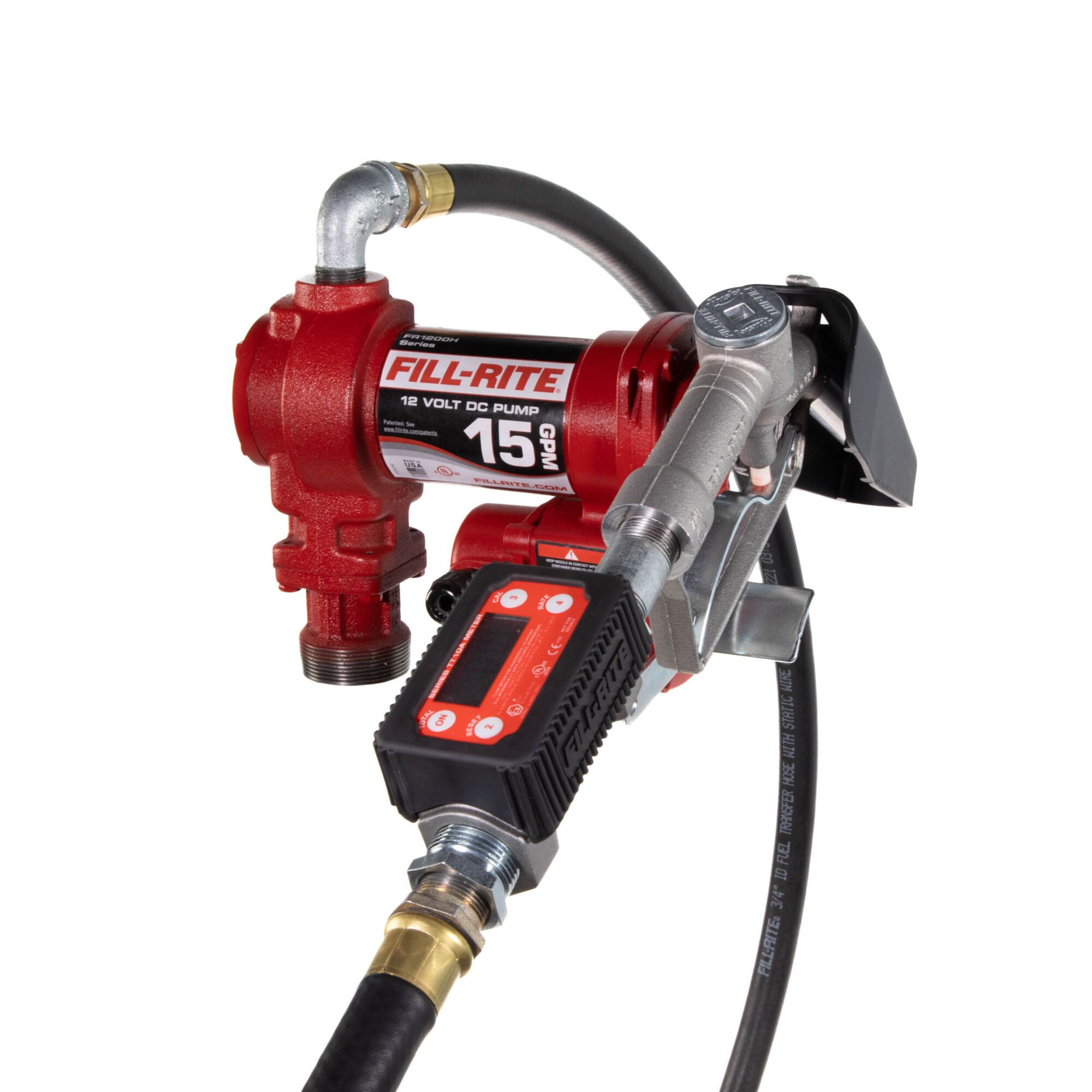 Fill-Rite, 12V DC 15GPM Fuel Transfer Pump w/Meter Nozzle, GPM 15 Volts ...