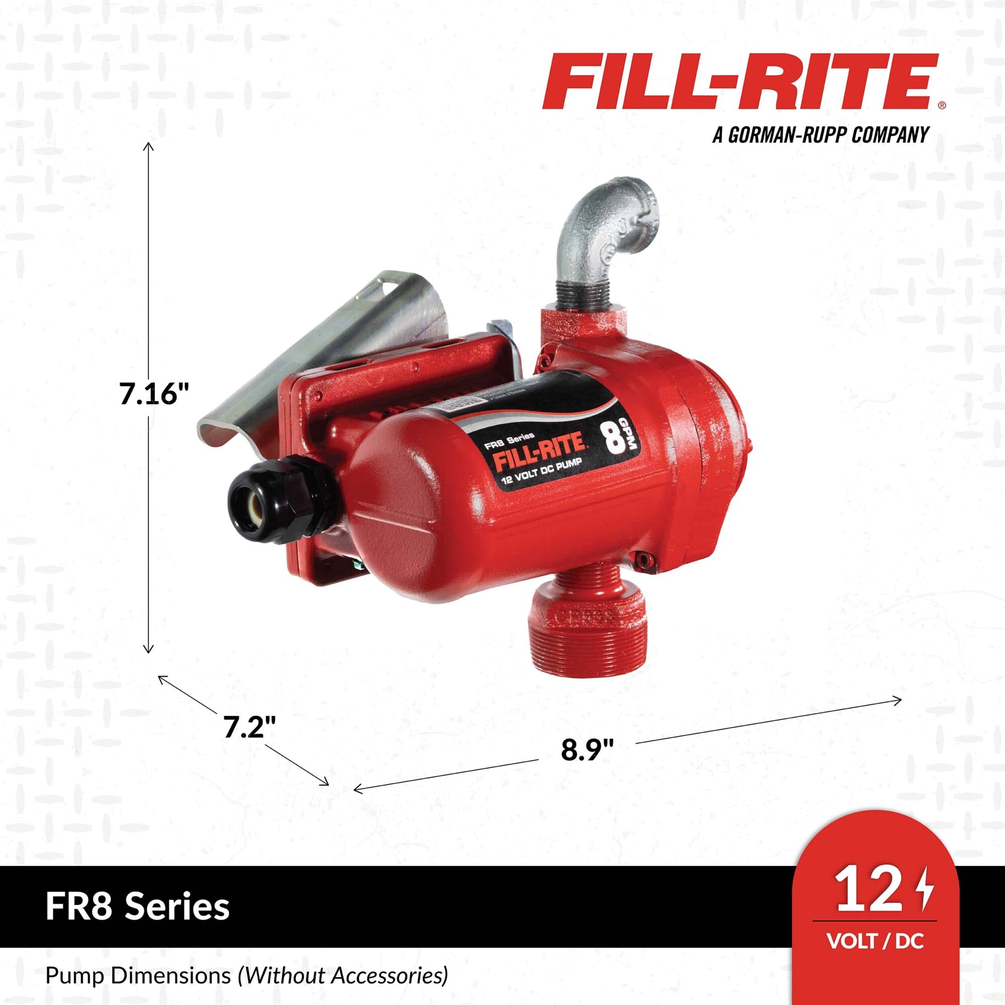 Fill-Rite Fuel Pump - 12V, 8 GPM, Manual Nozzle, Hose, Suction Pipe ...