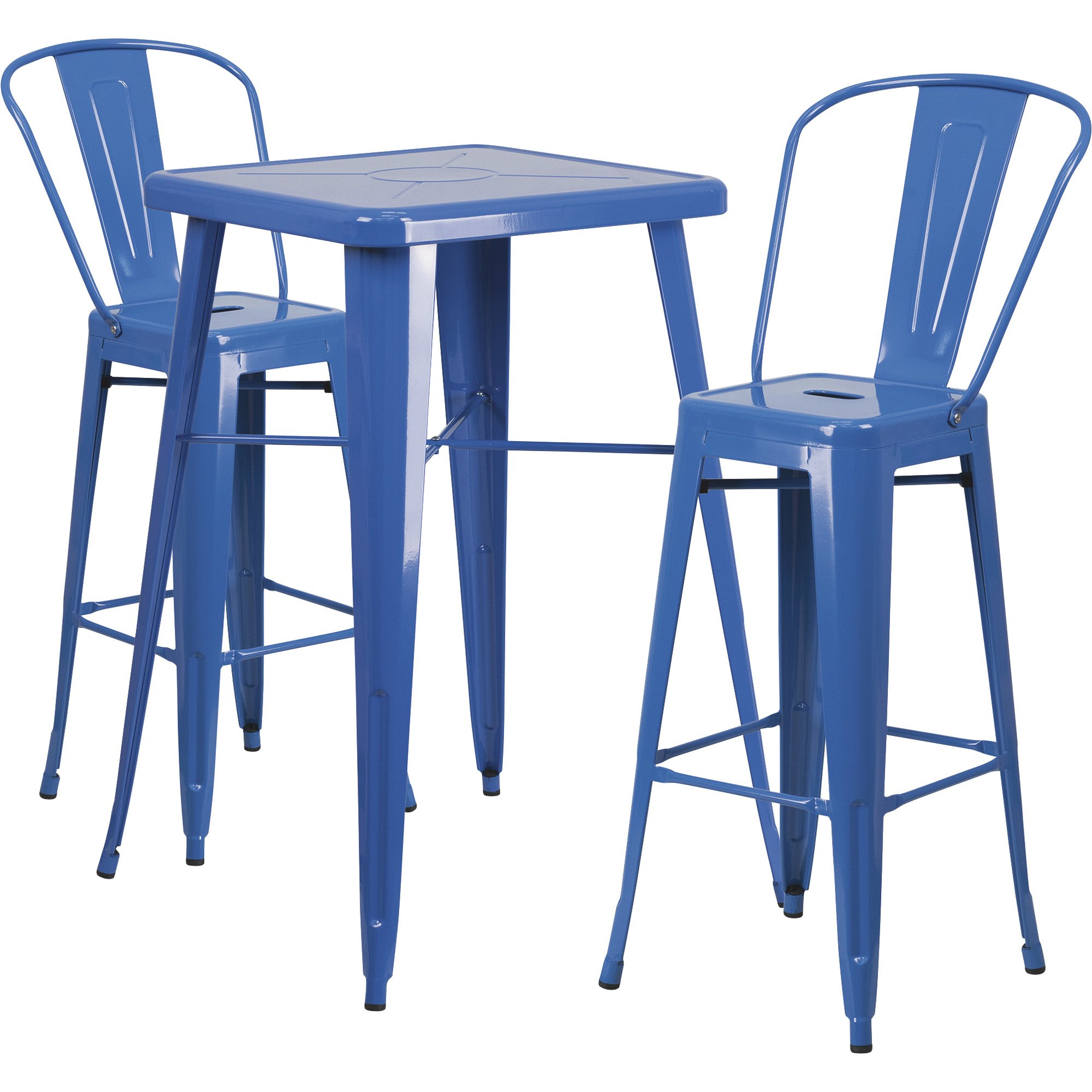 Flash Furniture 3-Pc. Metal Bar Table Set — 27.75in. Sq. x 40in.H Table ...