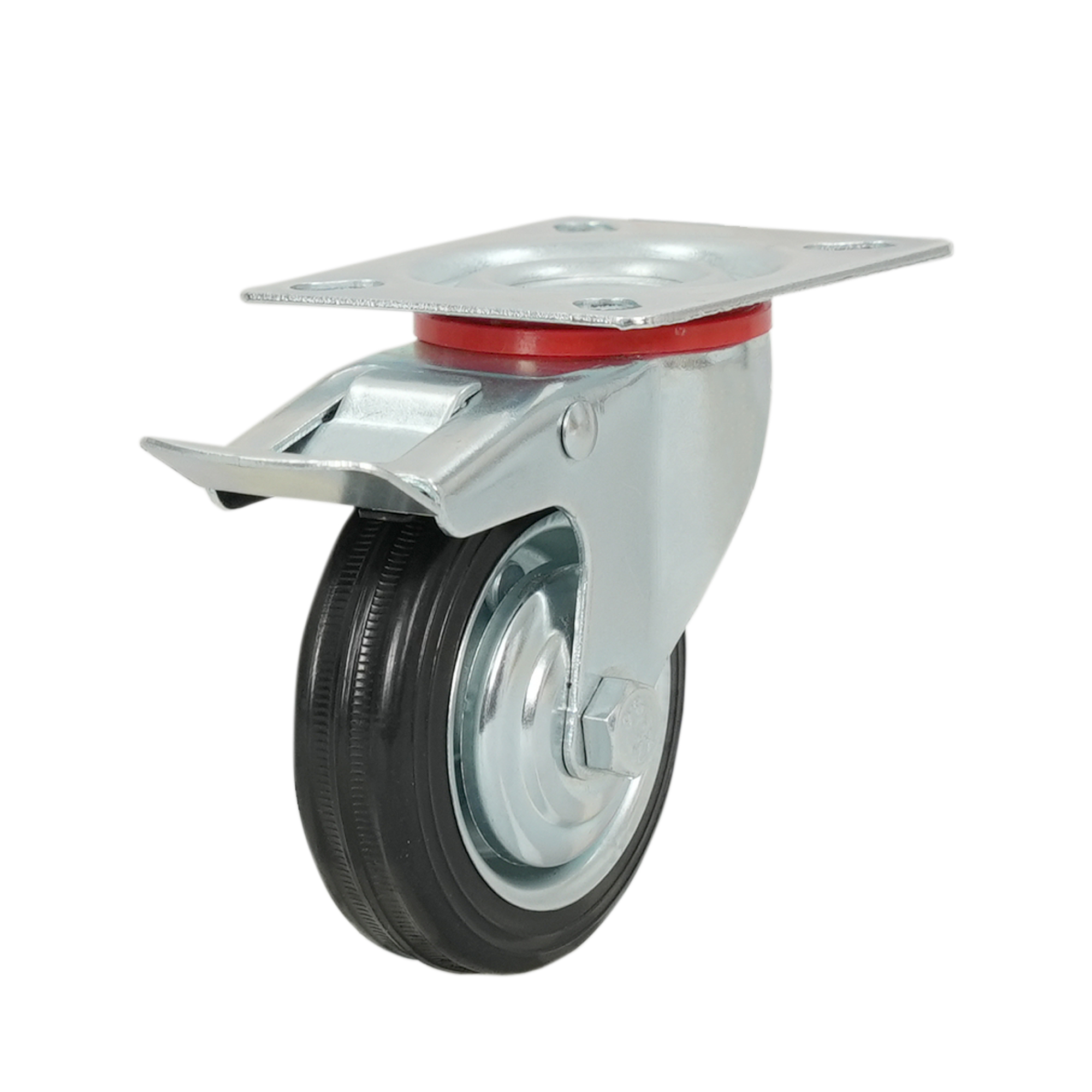 Klutch 3in. Rubber Swivel Caster with Brake, 110-Lb. Capacity ...