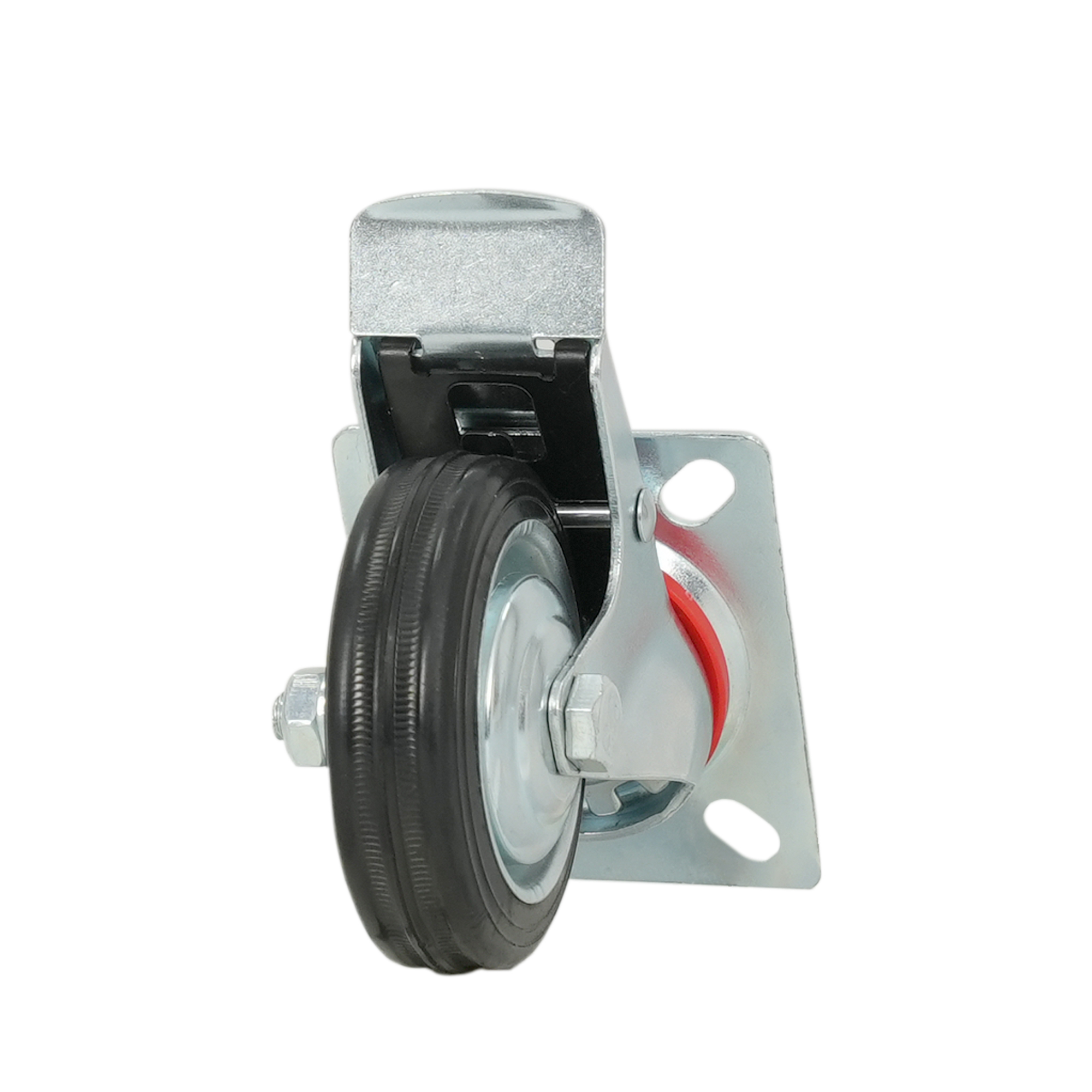 Klutch 3in. Rubber Swivel Caster with Brake, 110-Lb. Capacity ...