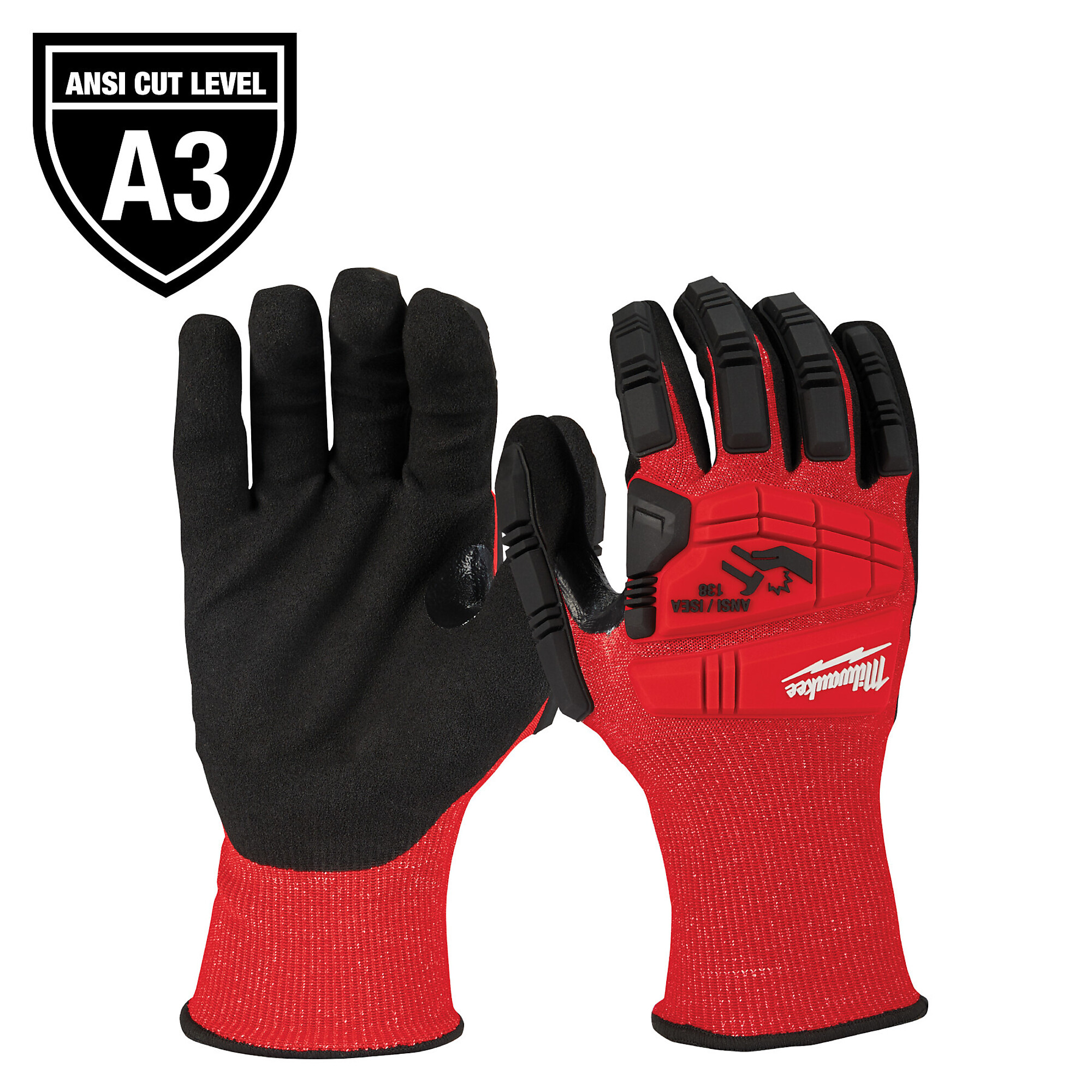Milwaukee Impact Cut-Resistant Level 3 Nitrile Gloves — 1 Pair, Red ...