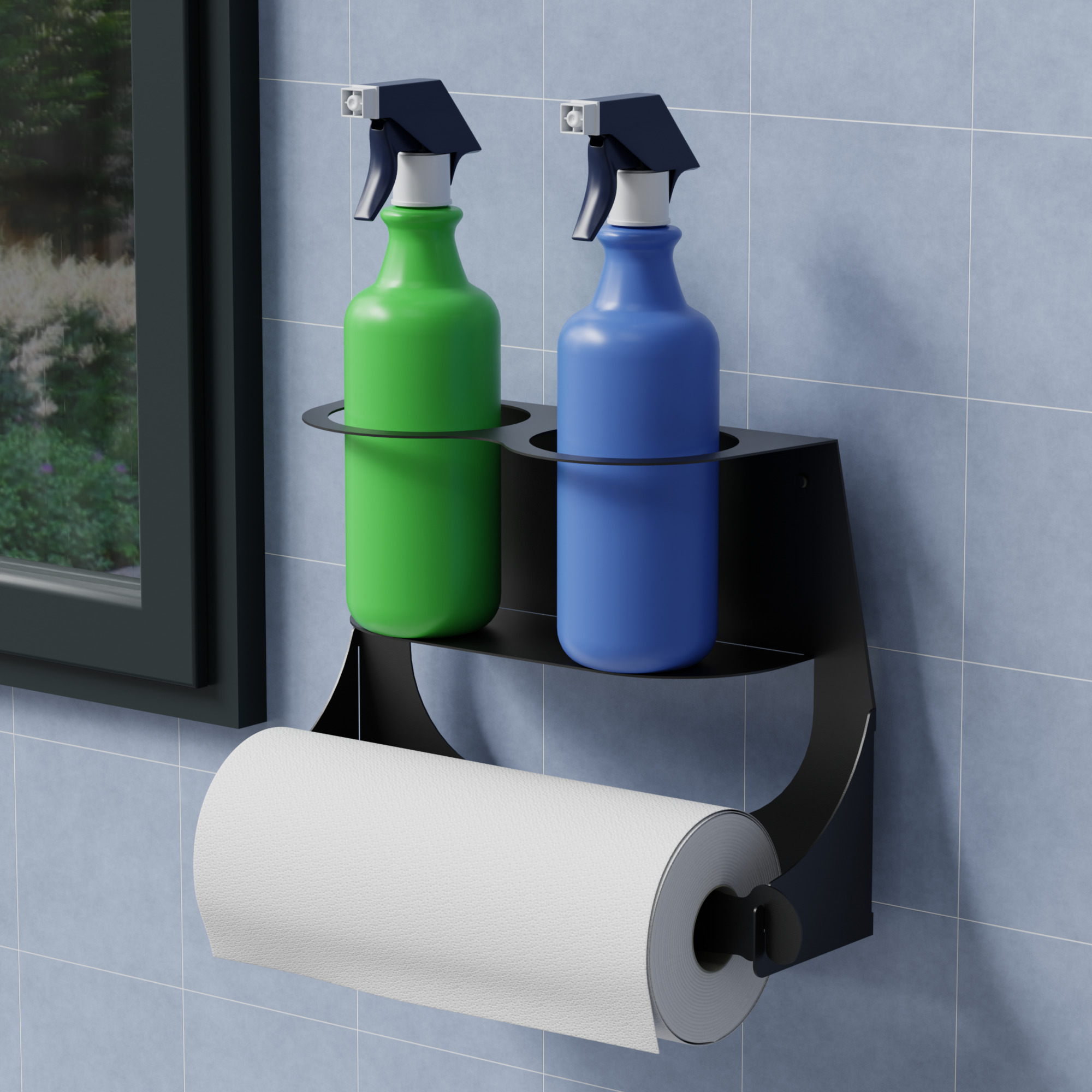 Koova, Paper Towel/Spray Bottle Holder - Wall Mounted, Width 5 in ...