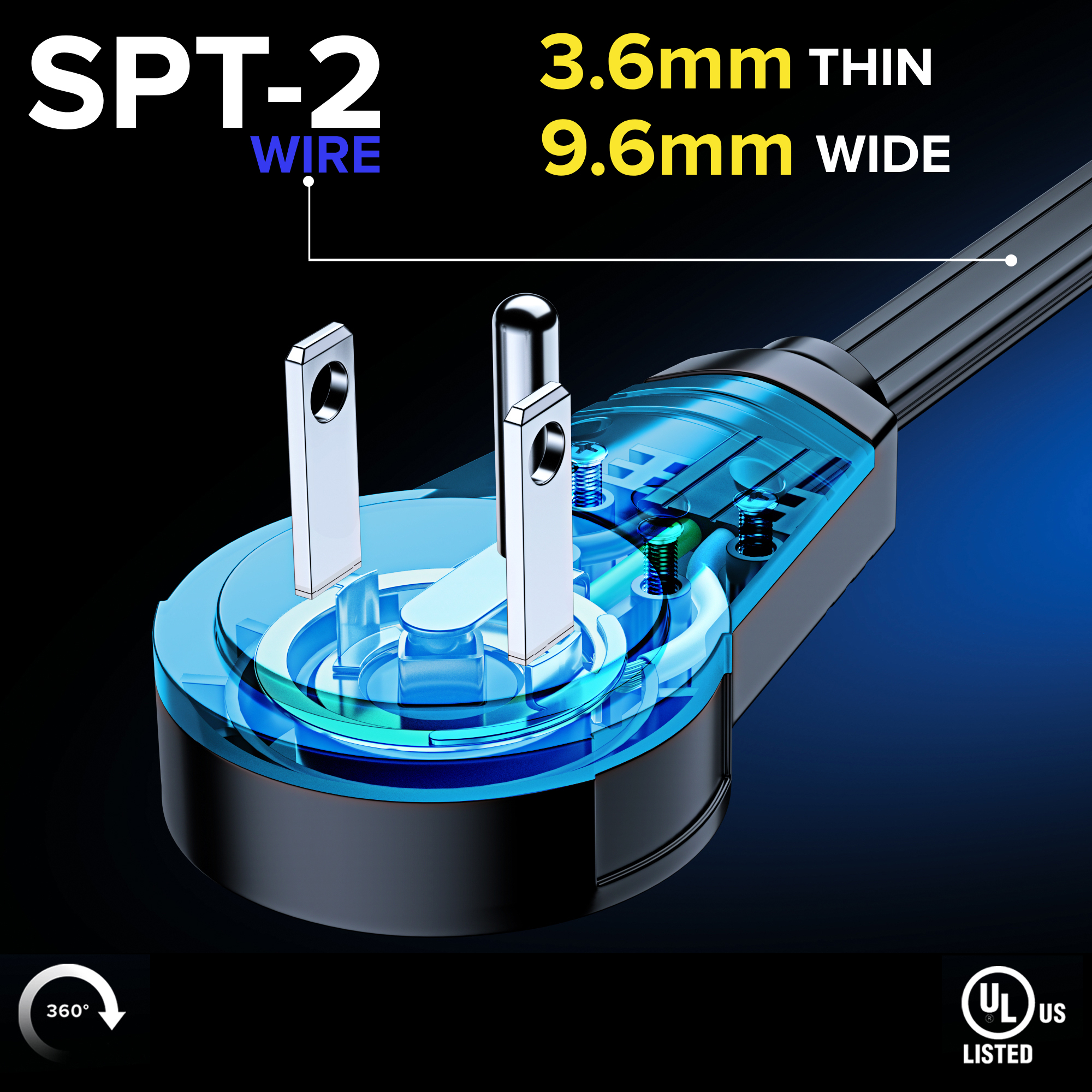 Maximm Cable, 360 Rotating Plug Extension Cord, Cord Length 12 ft ...