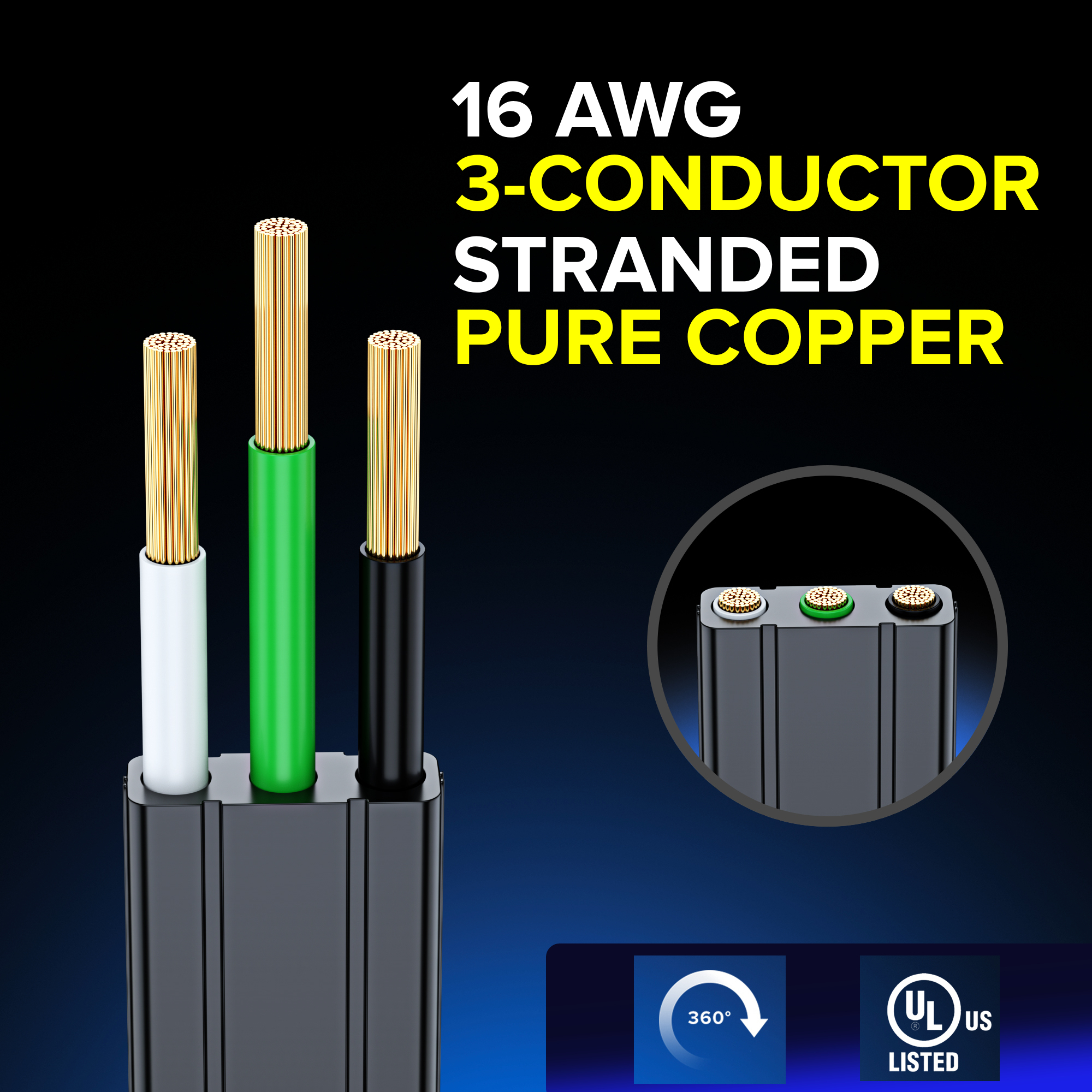 Maximm Cable, 360 Rotating Plug Extension Cord, Cord Length 12 ft ...