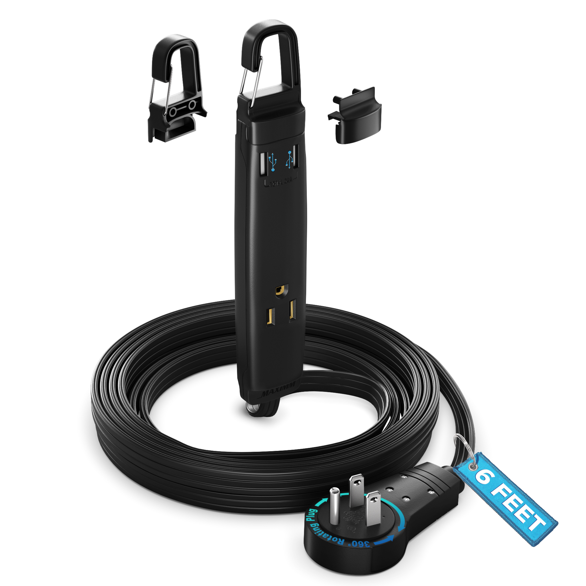 Maximm Cable, 360 Rotating Plug Extension Cord, Cord Length 6 ft, Cable ...