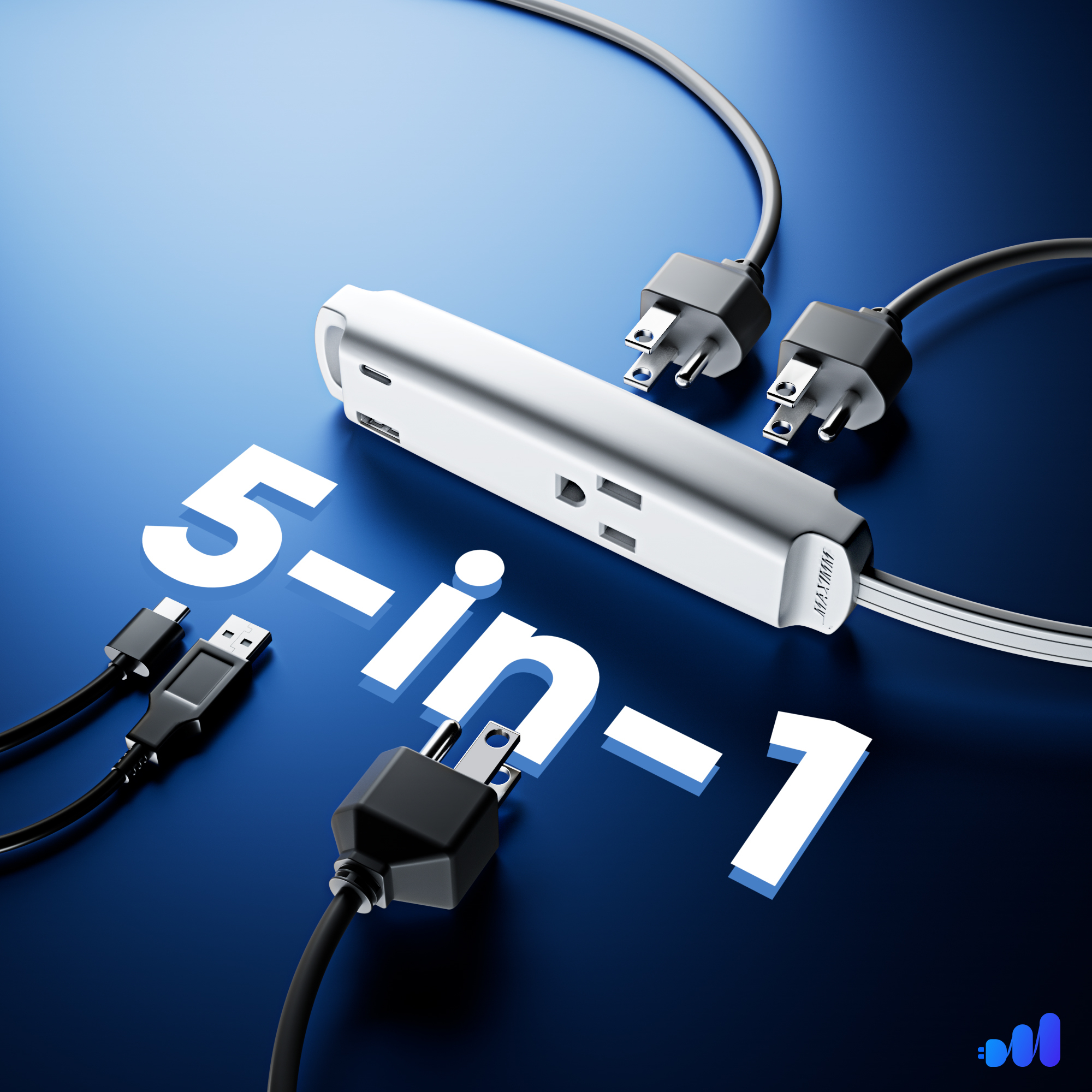 Maximm Cable, 360 Rotating Plug Extension Cord, Cord Length 1 ft, Cable ...