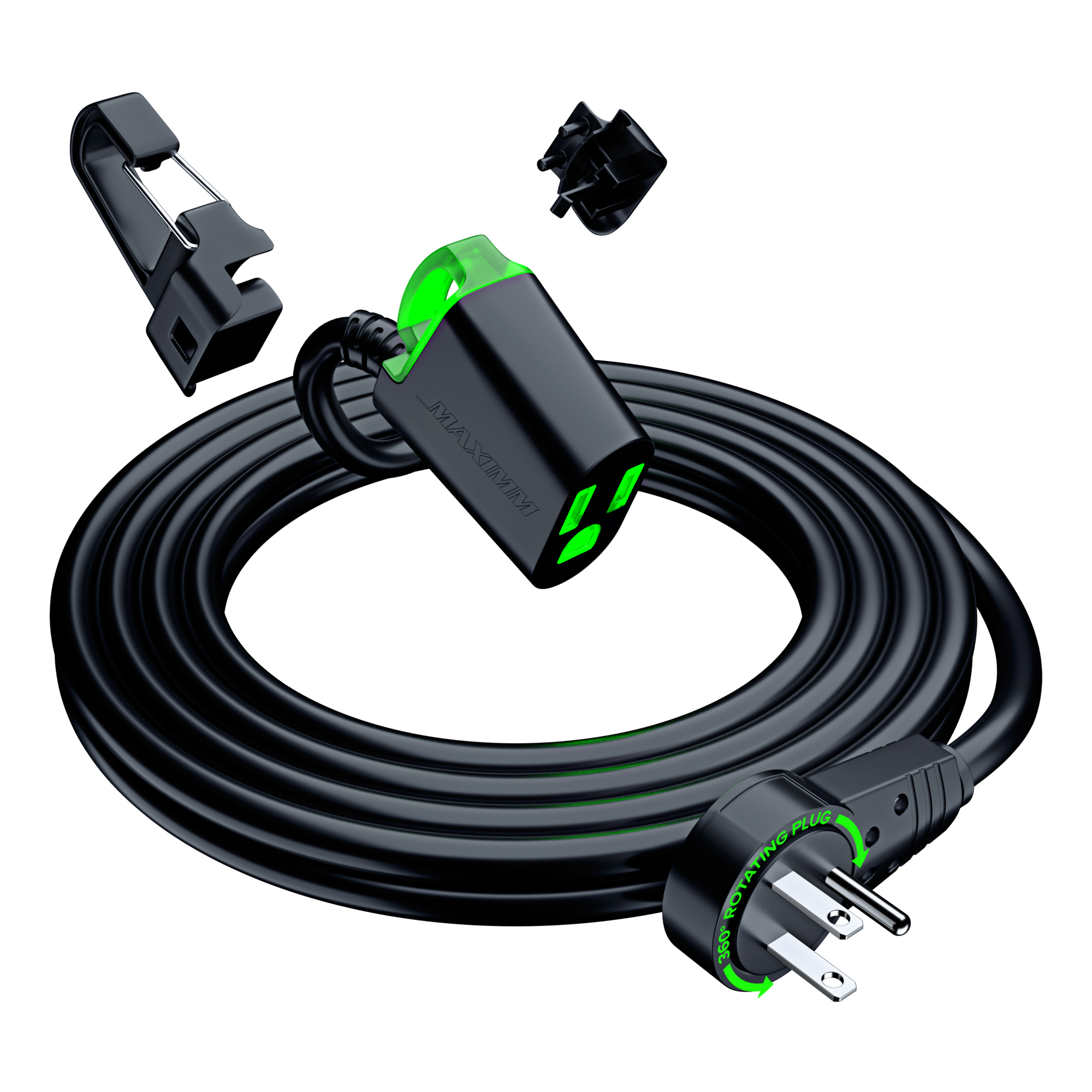 Maximm Cable, 360 Rotating Plug Extension Cord, Cord Length 10 ft ...