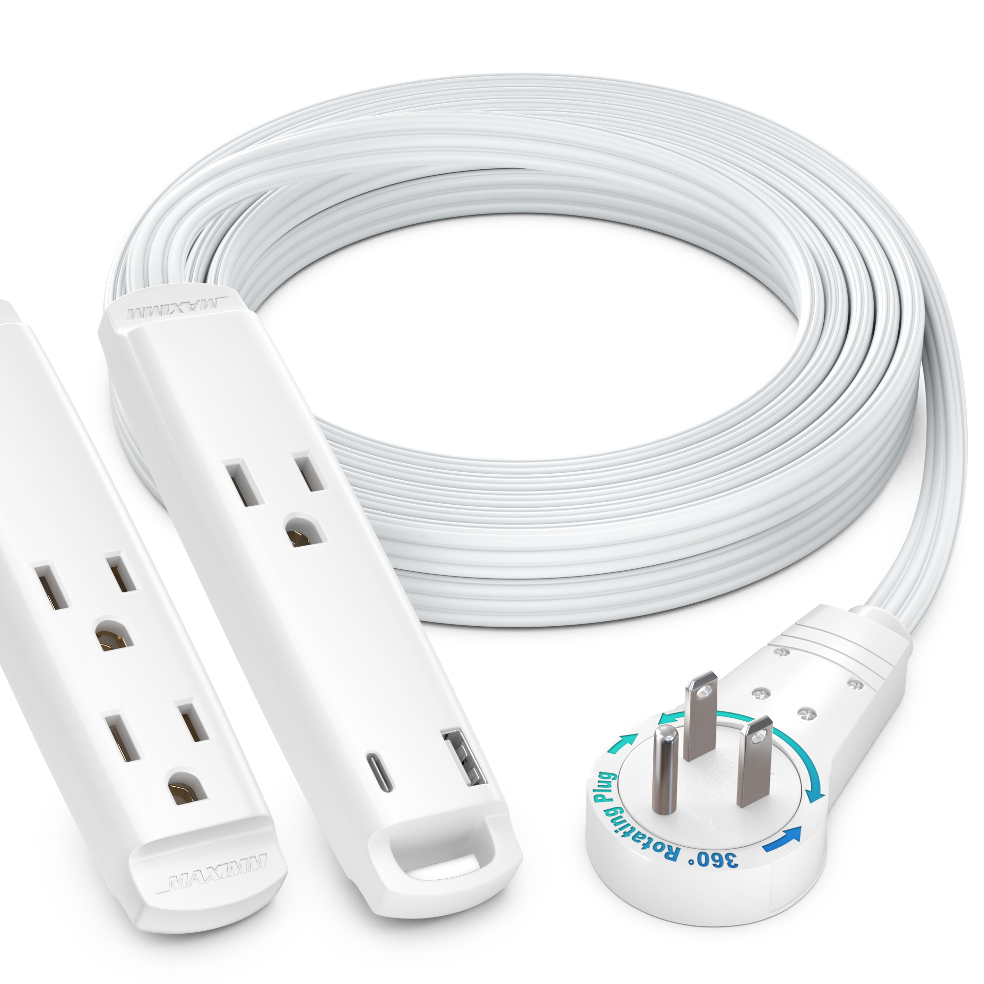 Maximm Cable, 360 Rotating Plug Extension Cord, Cord Length 10 ft ...