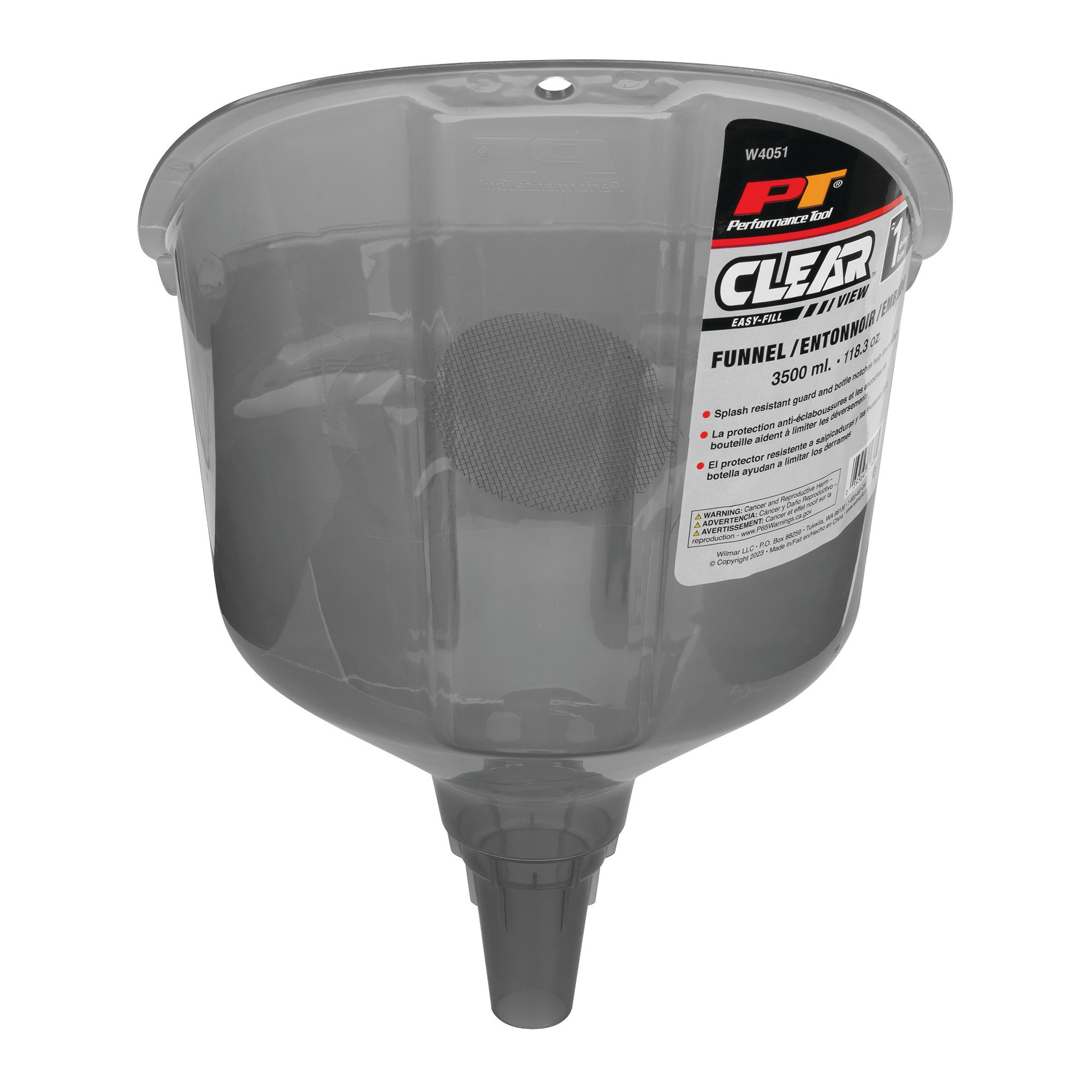 Performance Tool, Clear View Easy-Fill Funnel 1 Gallon, Hole Diameter 1 ...