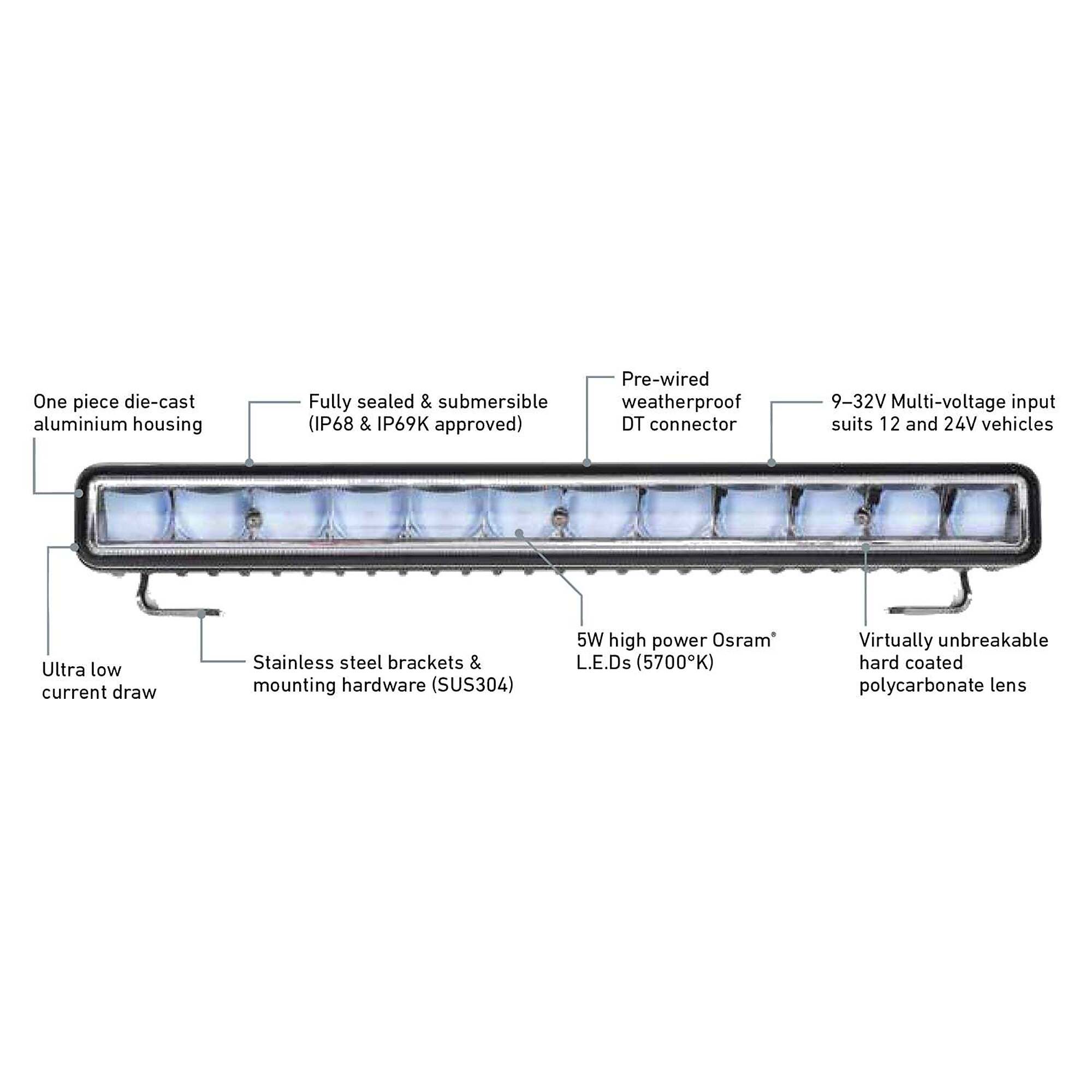 BWI Ultima, LED Light Bar, 14in. Single Row, Light Type LED, Lens Color ...