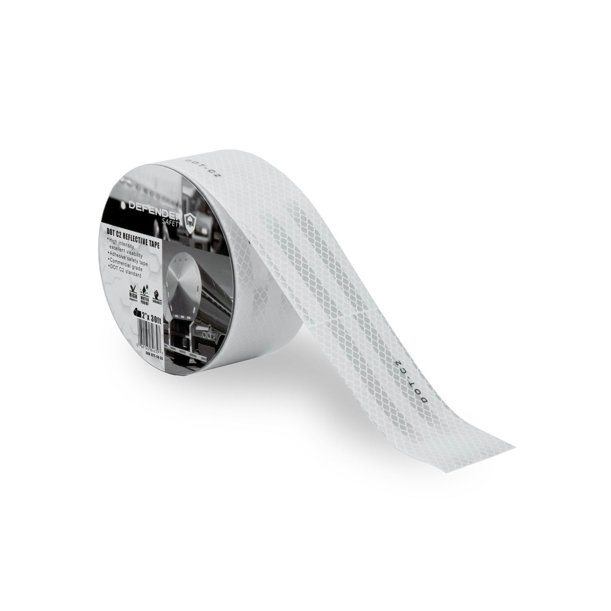 Defender Safety DOT-C2 Reflective Tape, Dot C2 Reflective Tape 2in.x 30ft. (Silver), Length 30 ...