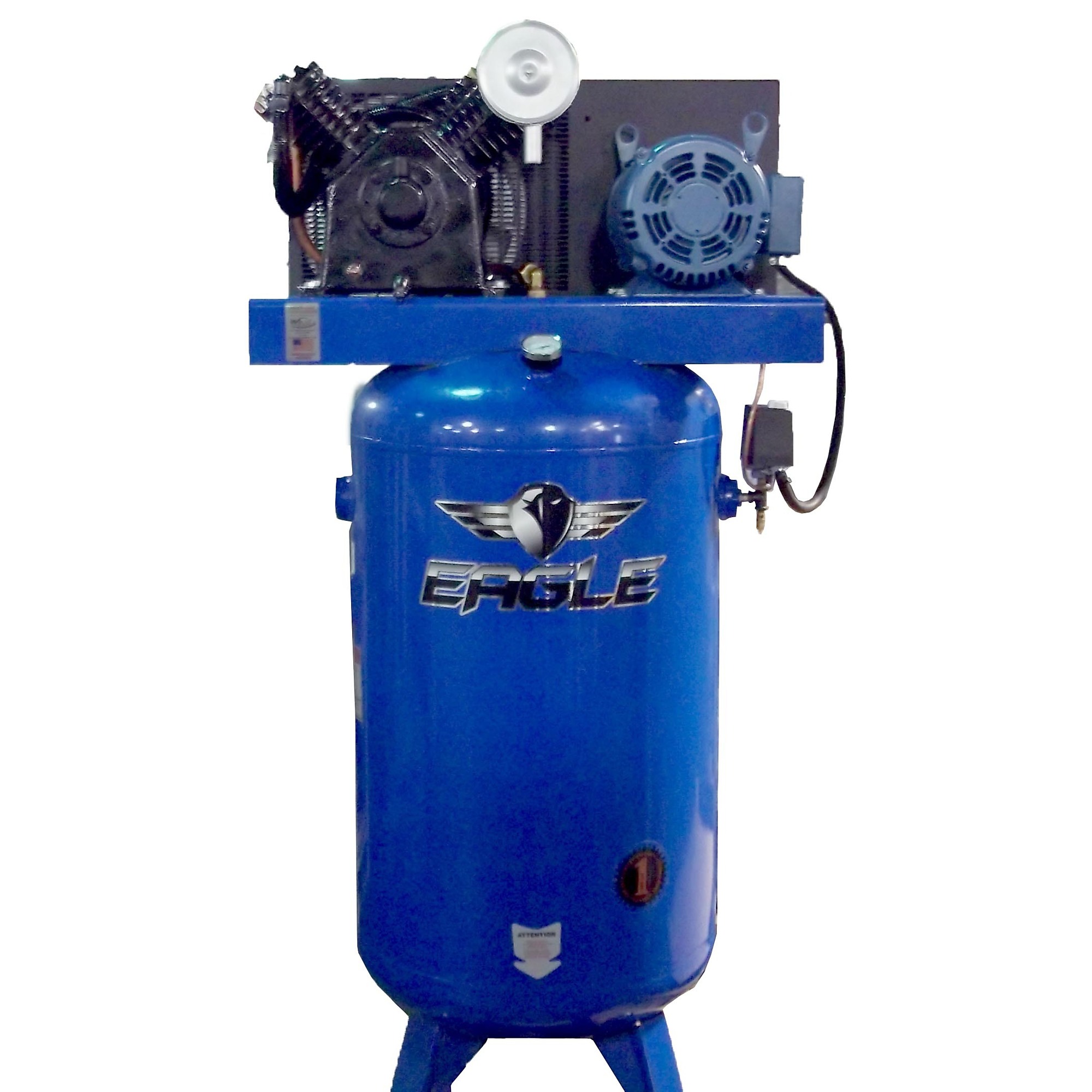 EAGLE, 80 Gallon 2 Stage Air Compressor, Horsepower 5 HP, Air Tank Size ...