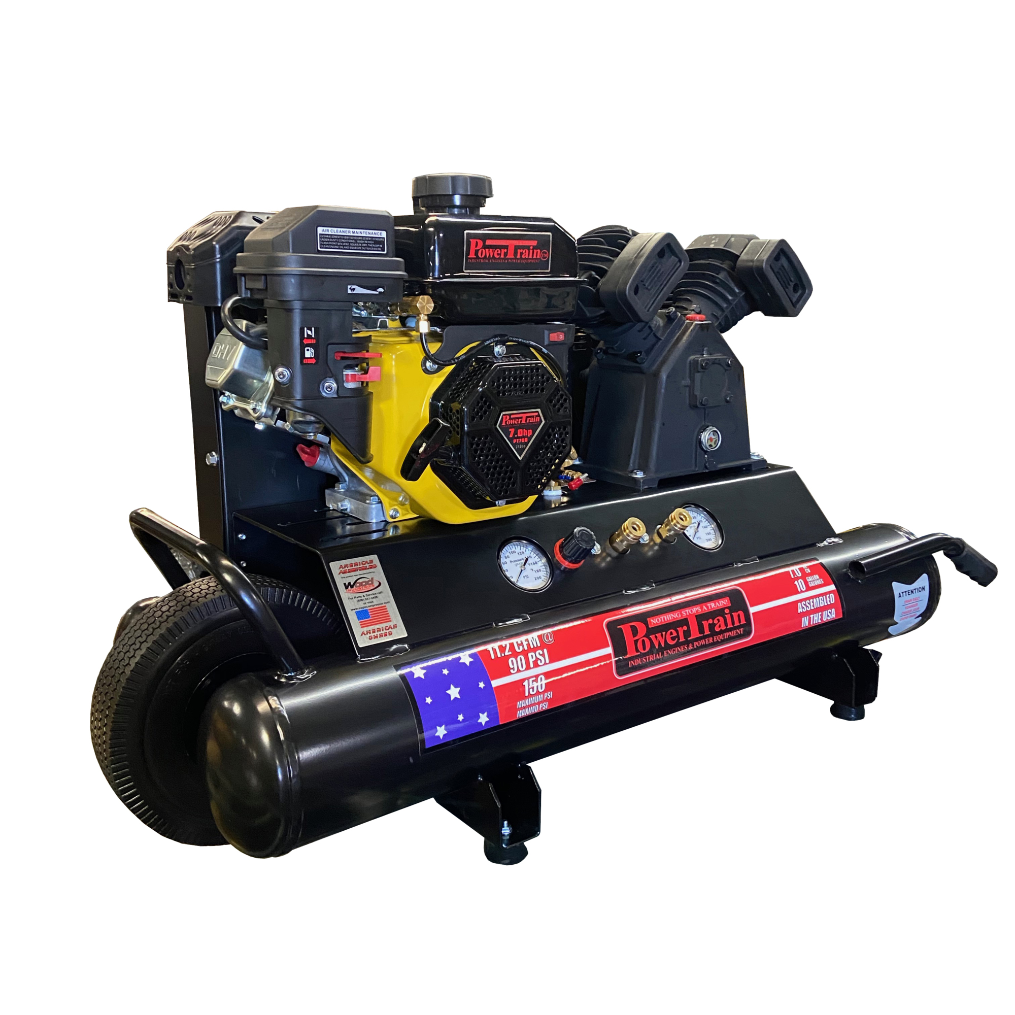 POWERTRAIN, 10 Gallon Wheelbarrow Air Compressor, Horsepower 7 HP, Air ...