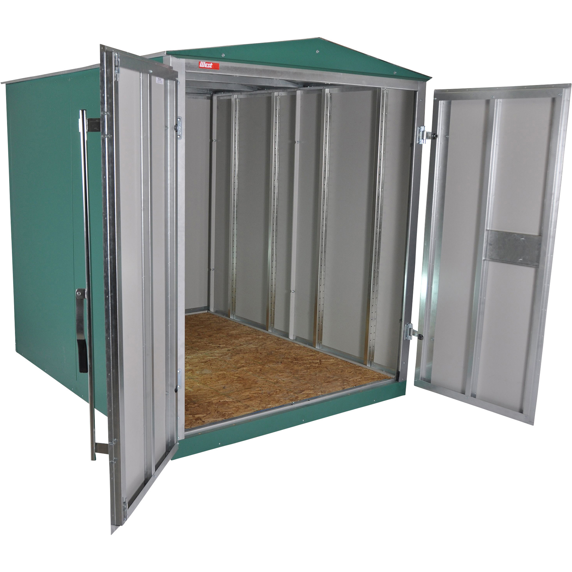 Western Steel Heavy-Duty Secure Storage Shed, Green, 96 1/2in.L x 74 1 ...