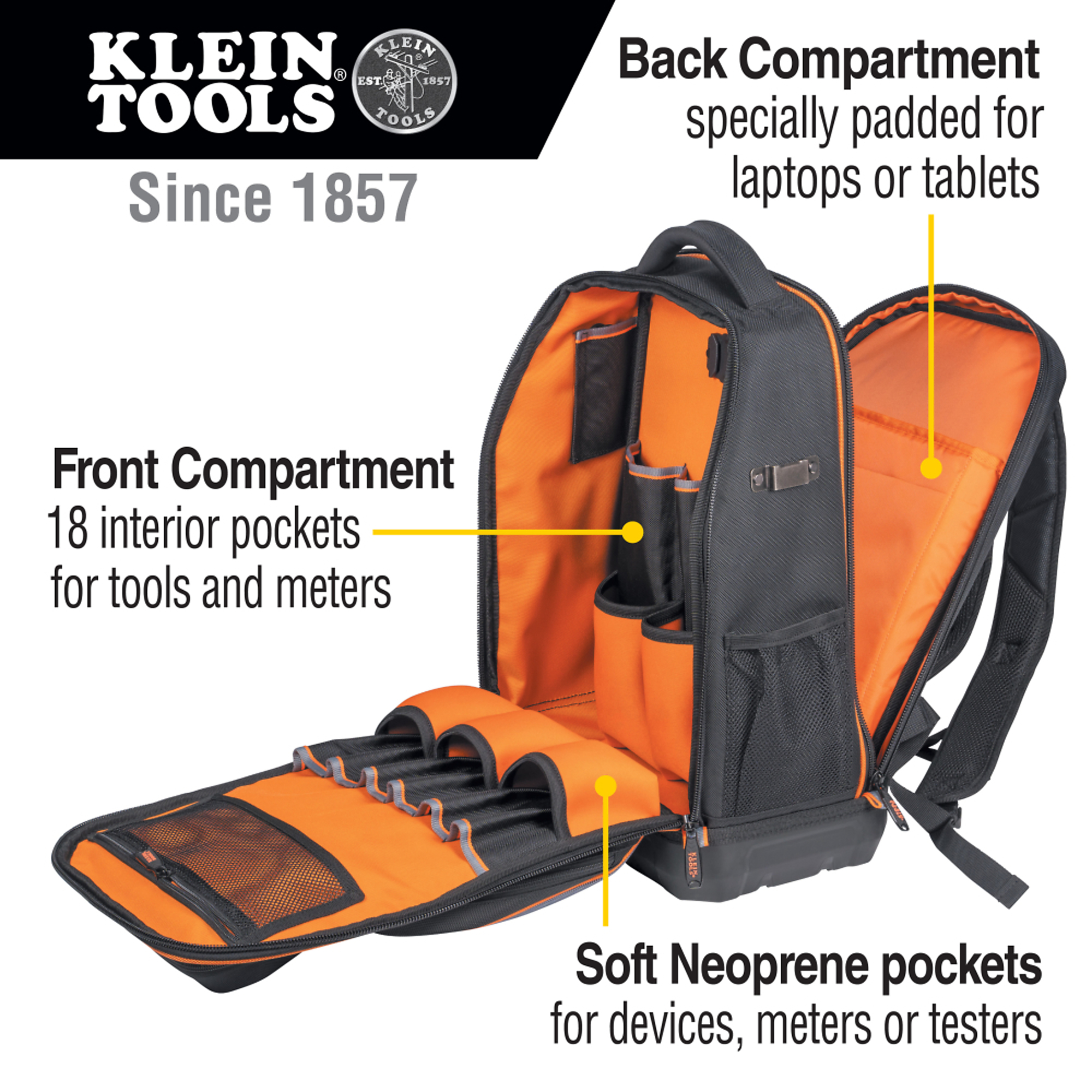 Klein Tools, Tradesman Pro XL Tech Tool Bag Backpack, 28 Pocke, Color ...
