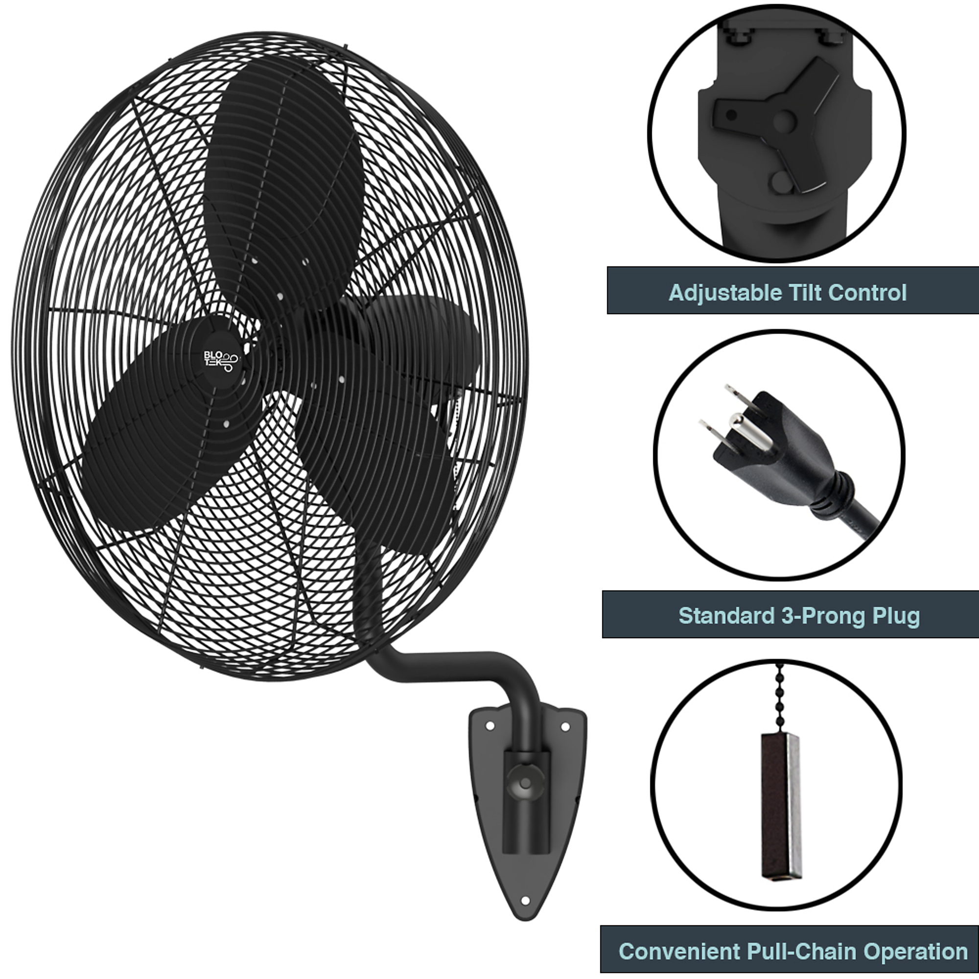 BloTek, 30in. 3-speed High Velocity Wall Mount Fan, Fan Type Wall Mount ...