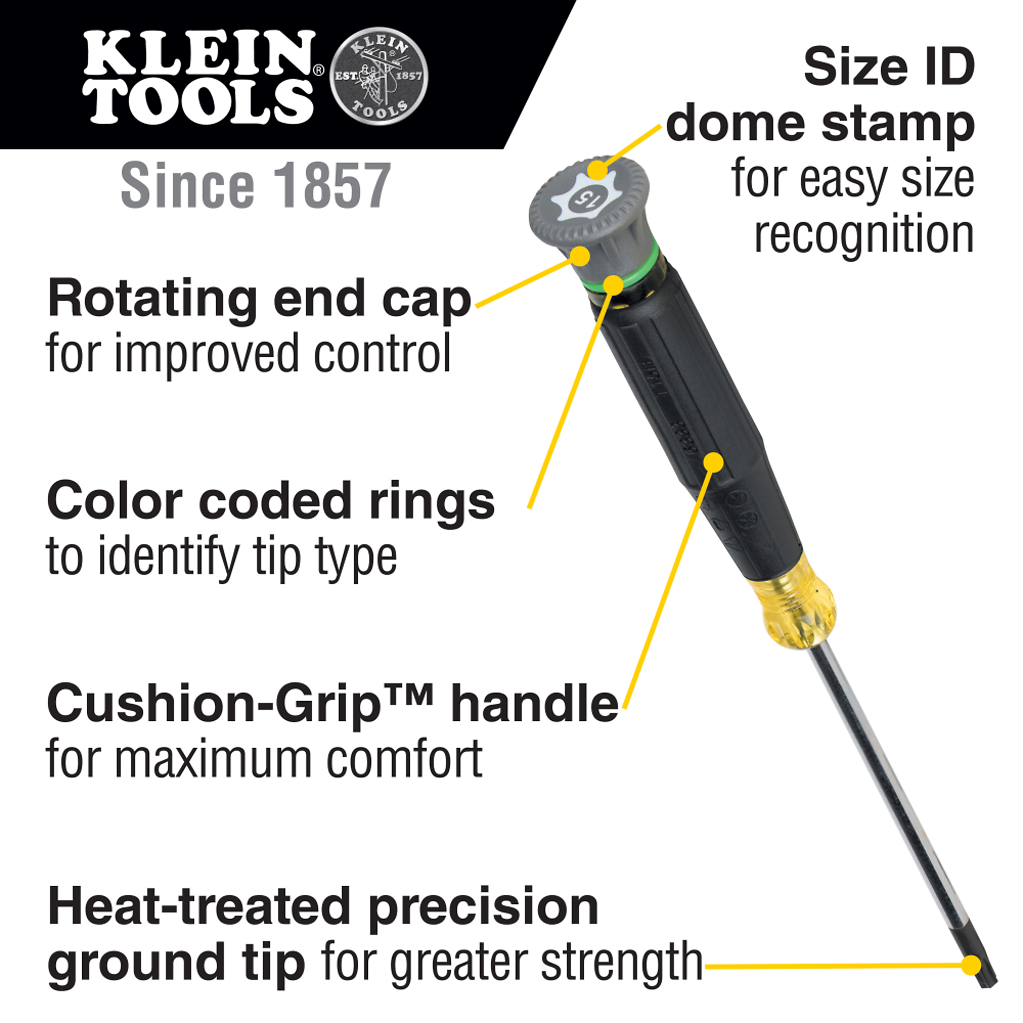 Klein Tools, Precision Screwdriver Set, Slotted, Phillips, and, Drive Type Combination, Model ...