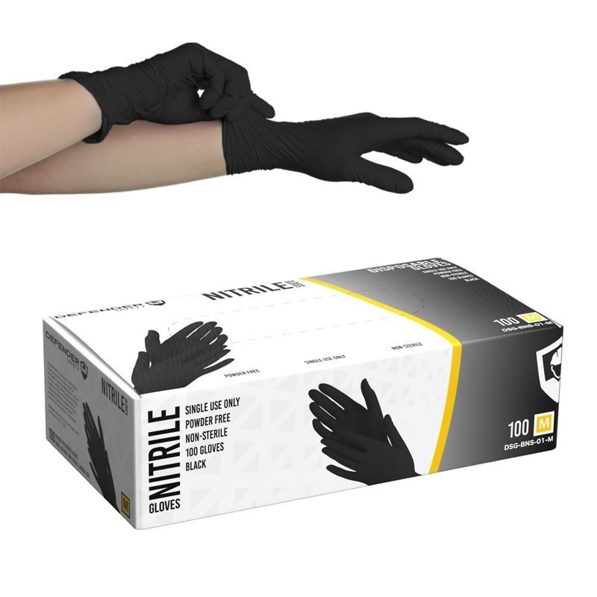 Defender Safety, 4 Mil Nitrile Gloves, Industrial, Powder Free - 10 ...