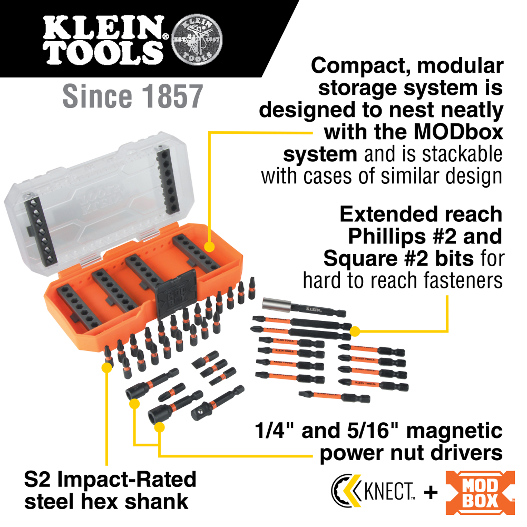 Klein Tools, ProFlex Impact Driver Bit Set, 40-Piece, Model# 33801 ...