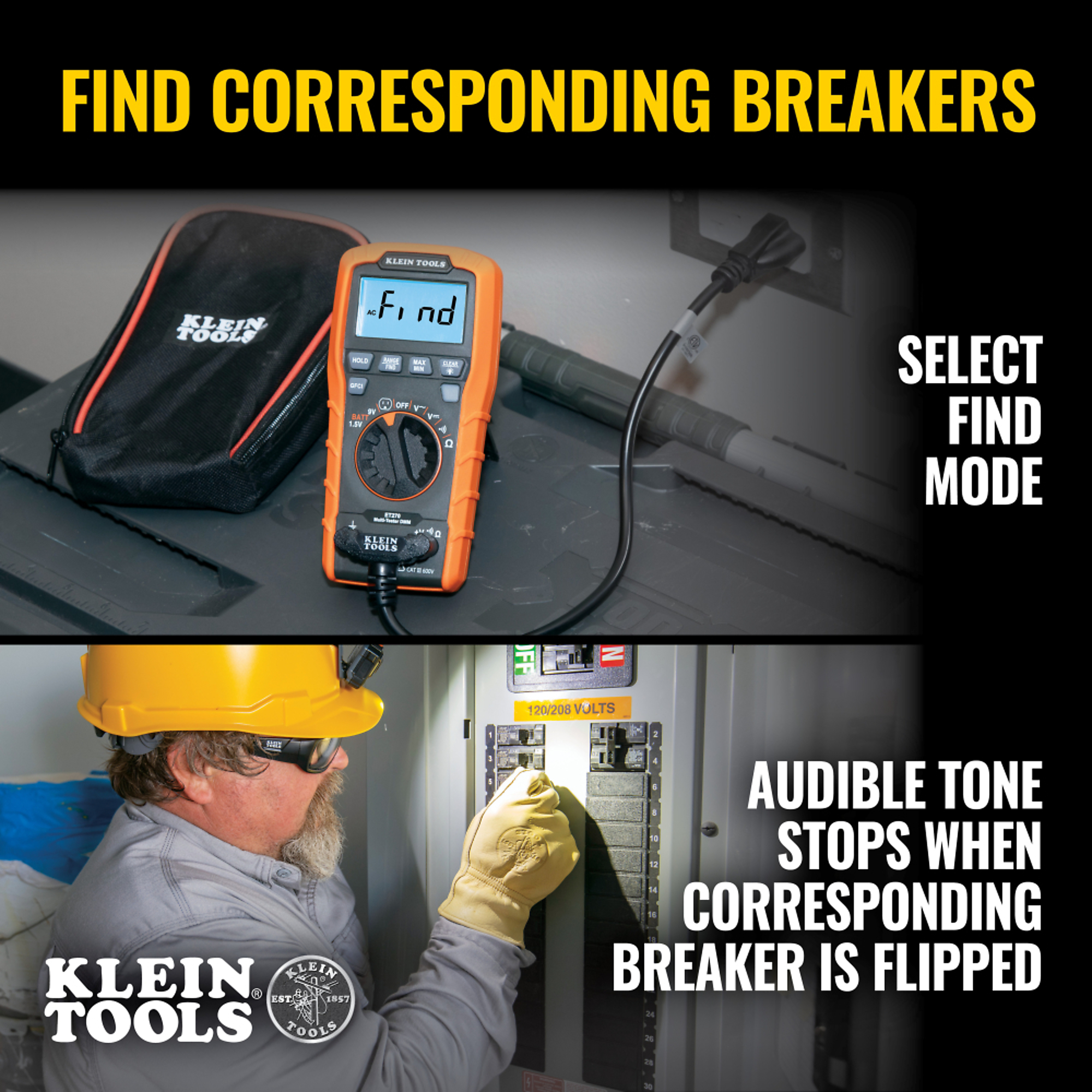Klein Tools Auto-Ranging Digital Multi-Tester with Standard/GF, Model ...