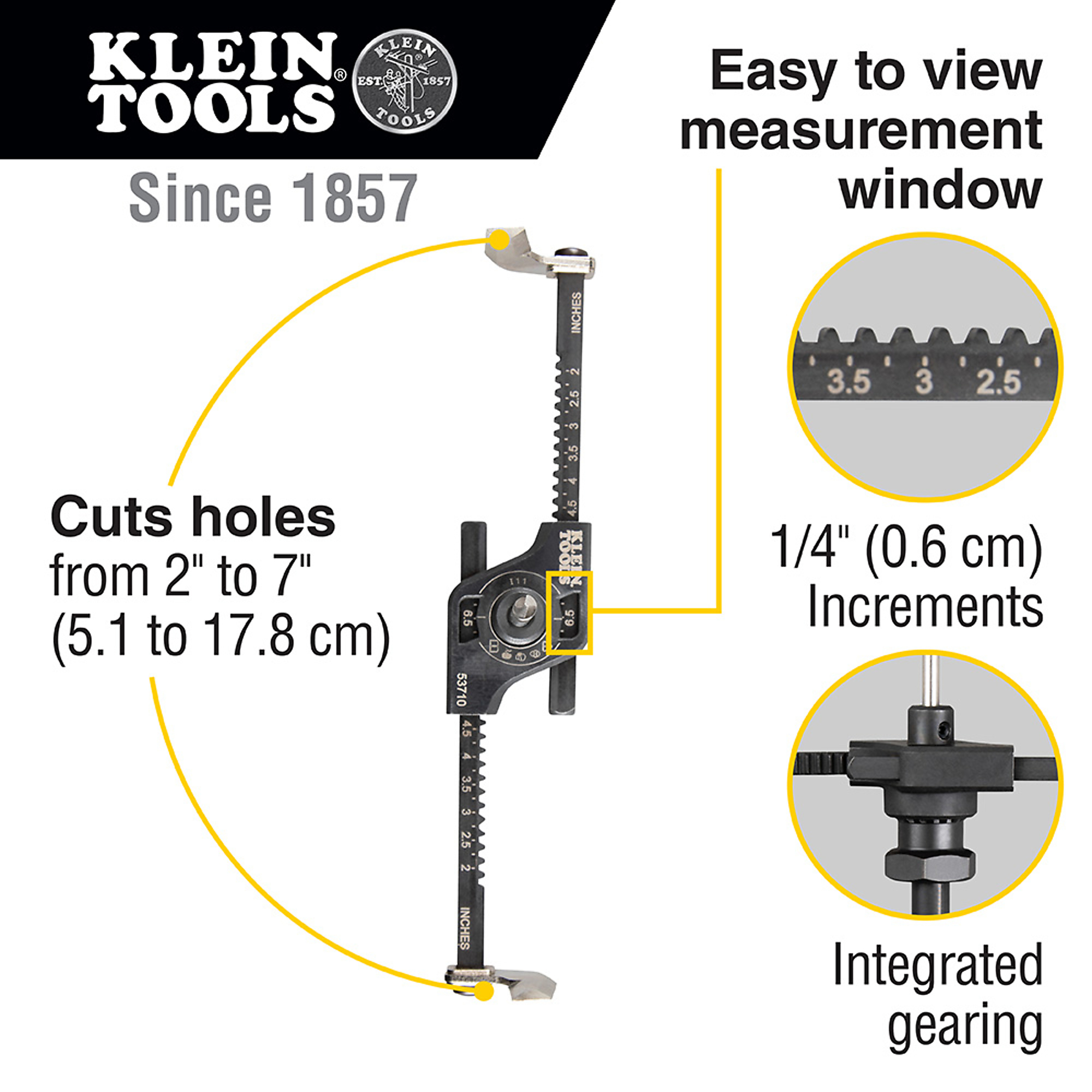 Klein Tools, Adjustable Hole Saw with Auto-Set Arms, Size (SAE ...