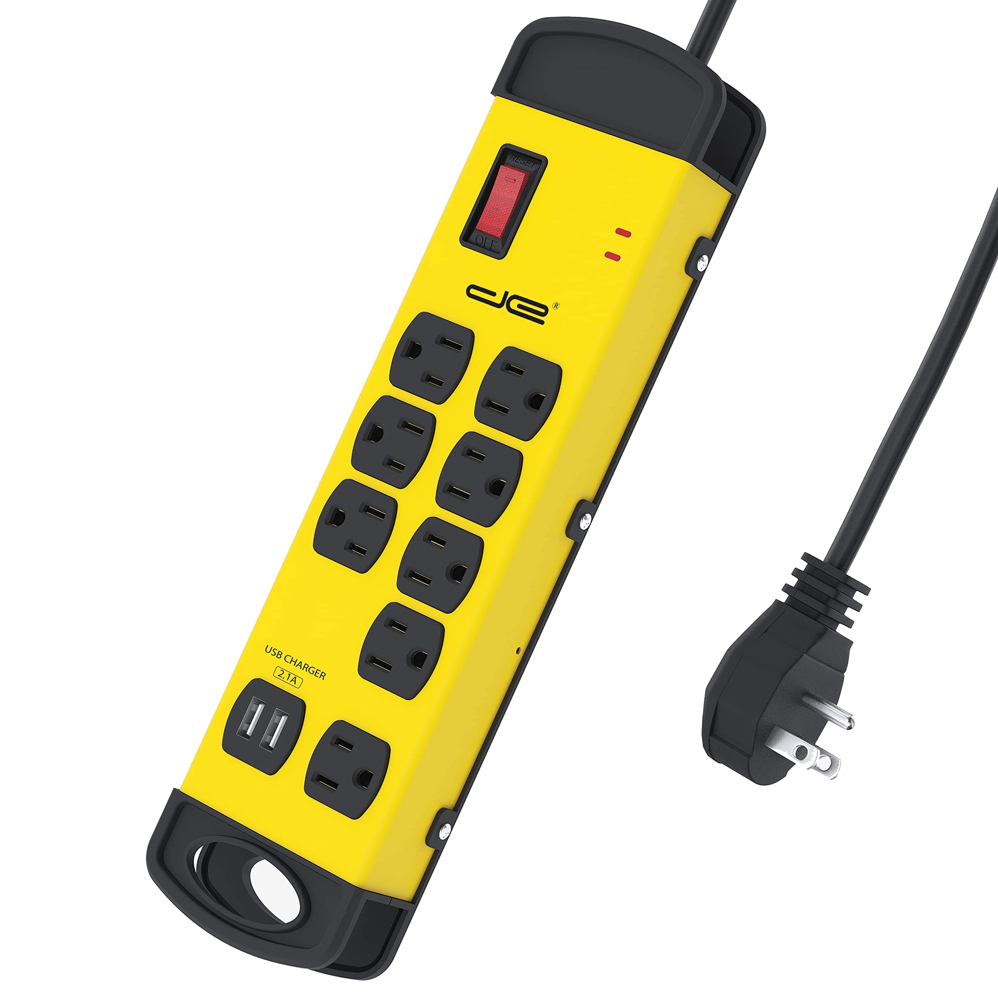 Digital Energy, 8-Outlet Metal Surge Protector with 2 USB Ports, Cord ...